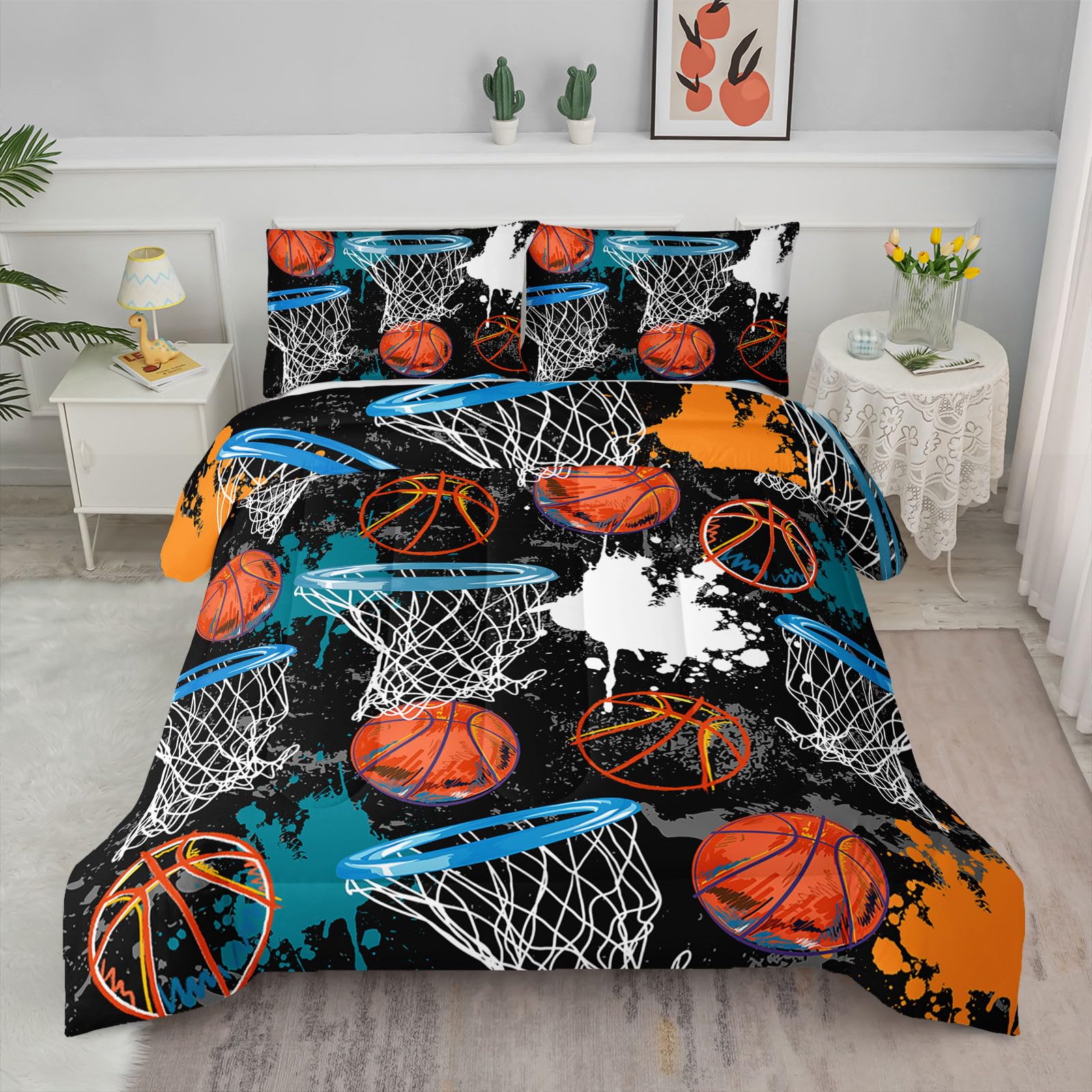 Amazon.com: Axolotl Basketball Comforter Set Twin,Sports Comforter Set ...