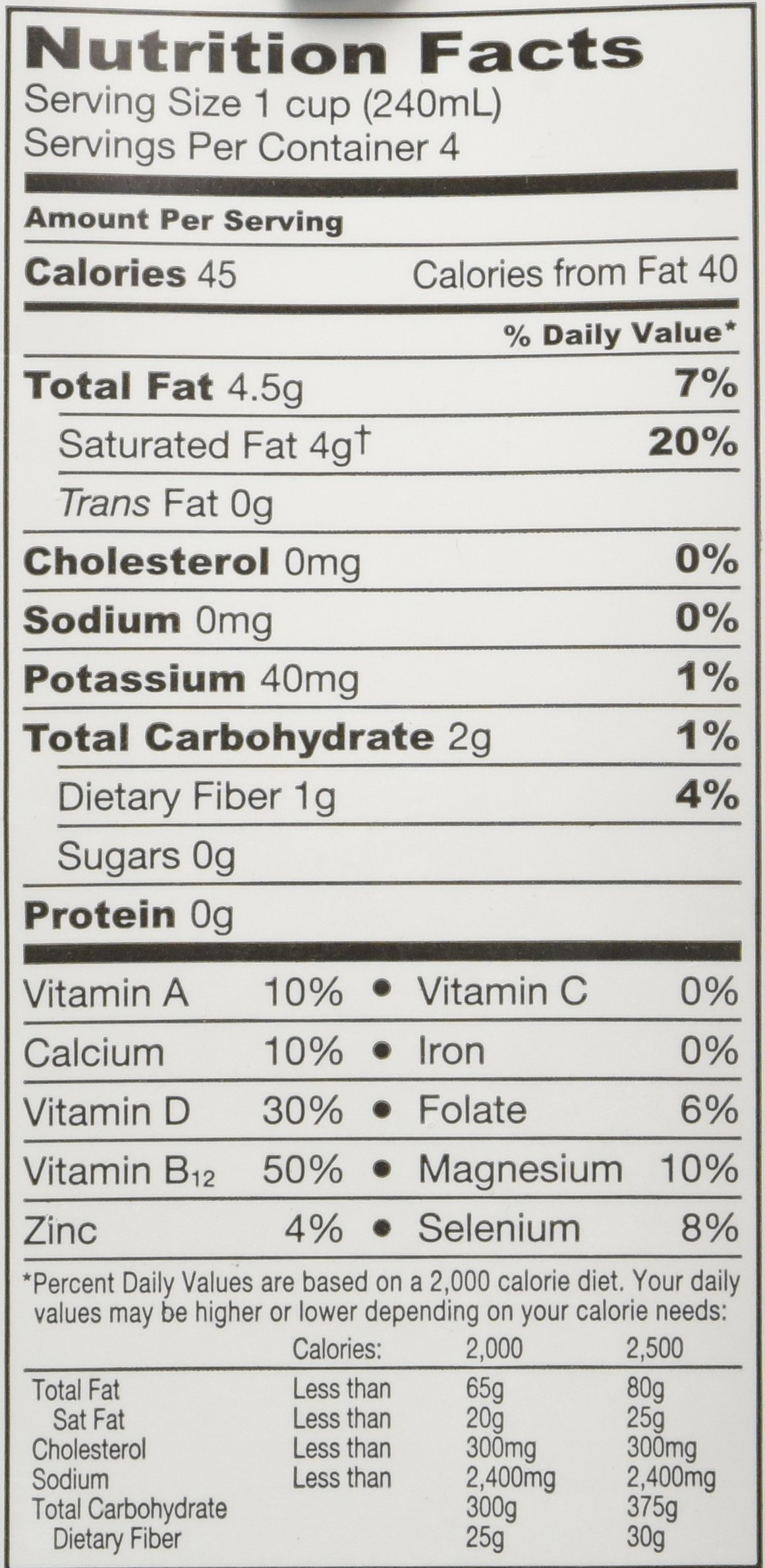 So Delicious Coconut Milk Nutrition