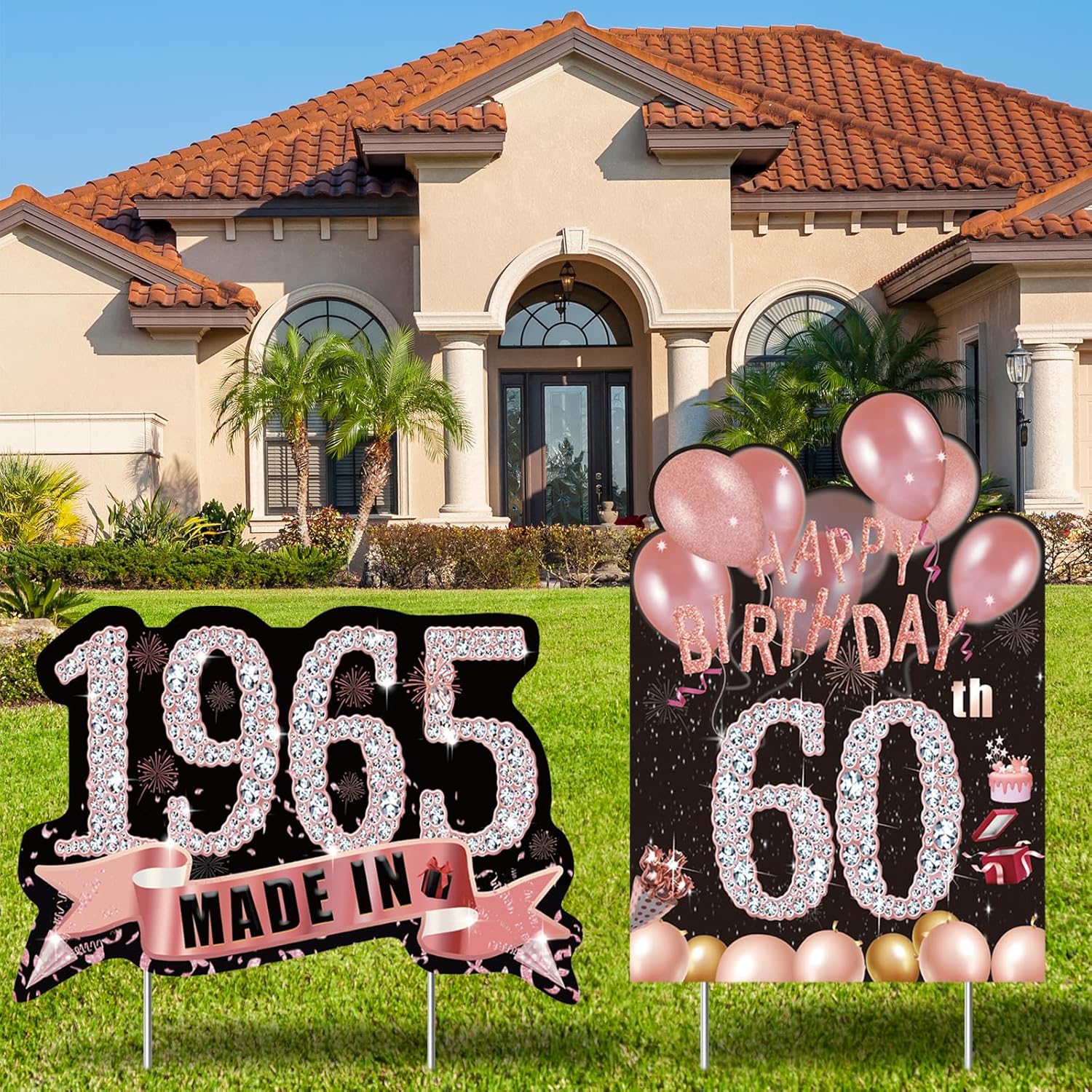 Amazon.com : 2pcs Birthday Yard Signs,60th Birthday Decorations for ...