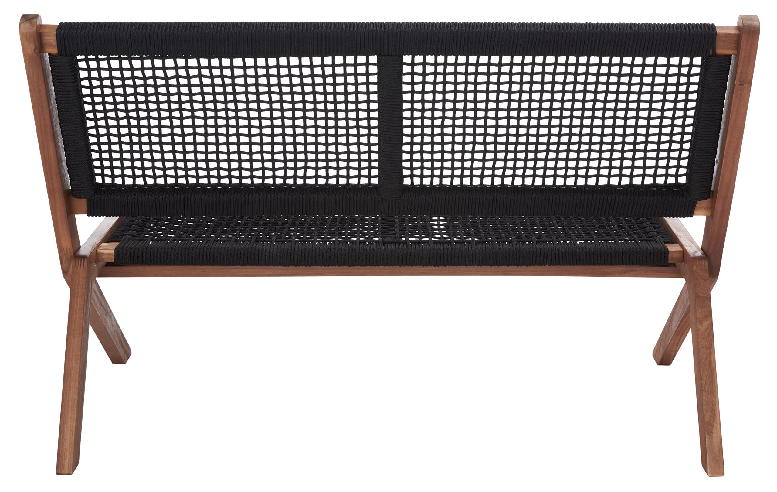 Safavieh Collection Kobina Acacia Wood Rope Foldable Outdoor Bench ...