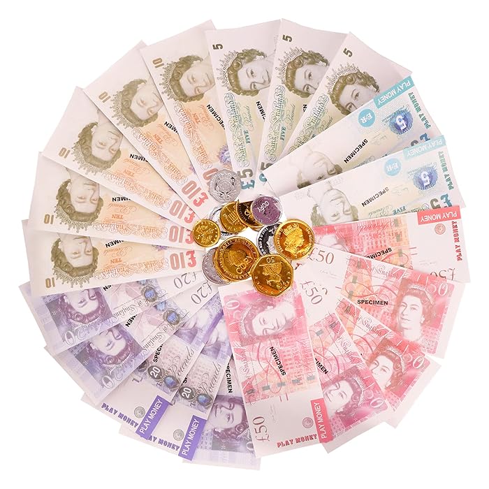 Buy Sterling Pound Play Money Currency for Educational Learning – Bank ...