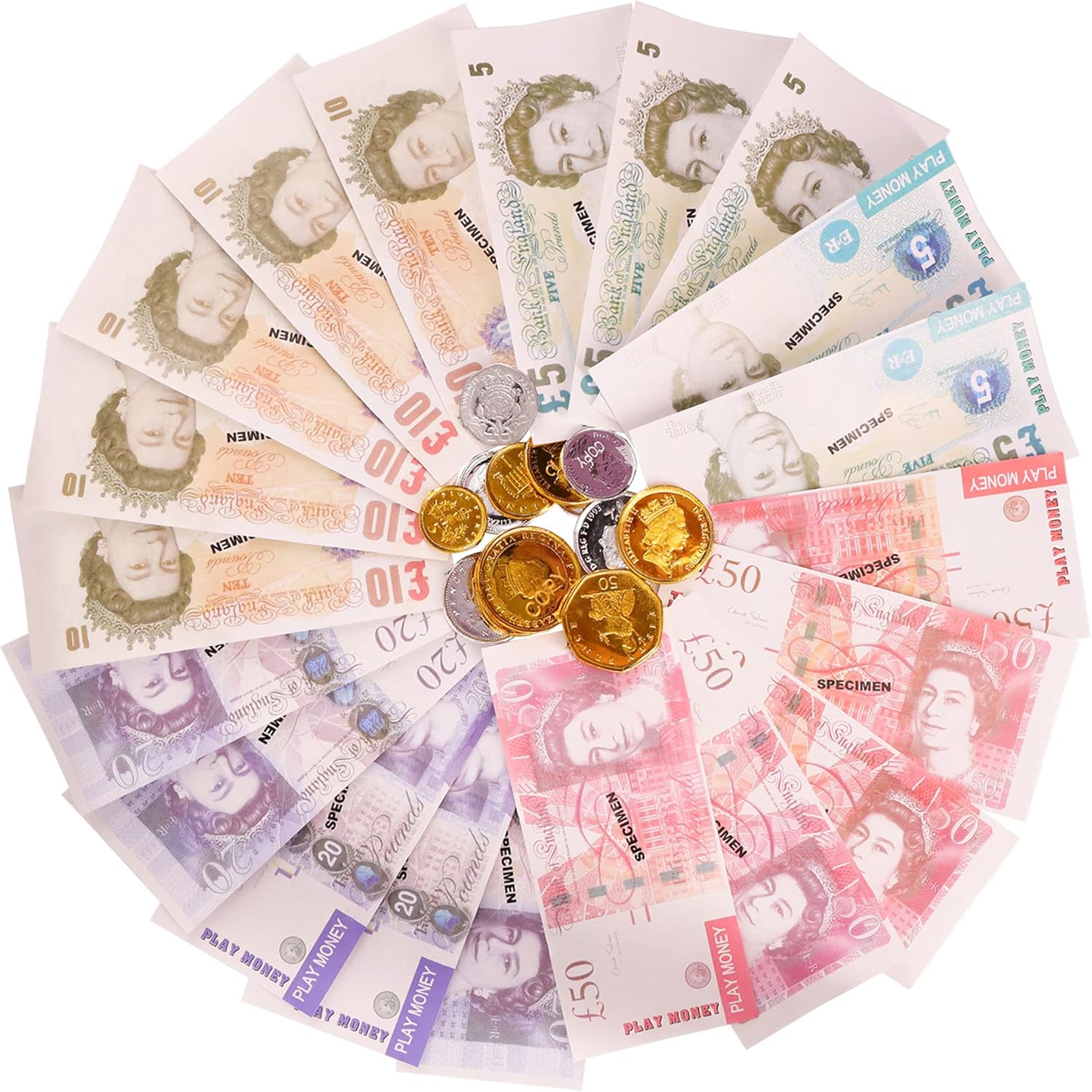 Sterling Pound Play Money Set - Notes and Coins for Bank and Shop Role ...