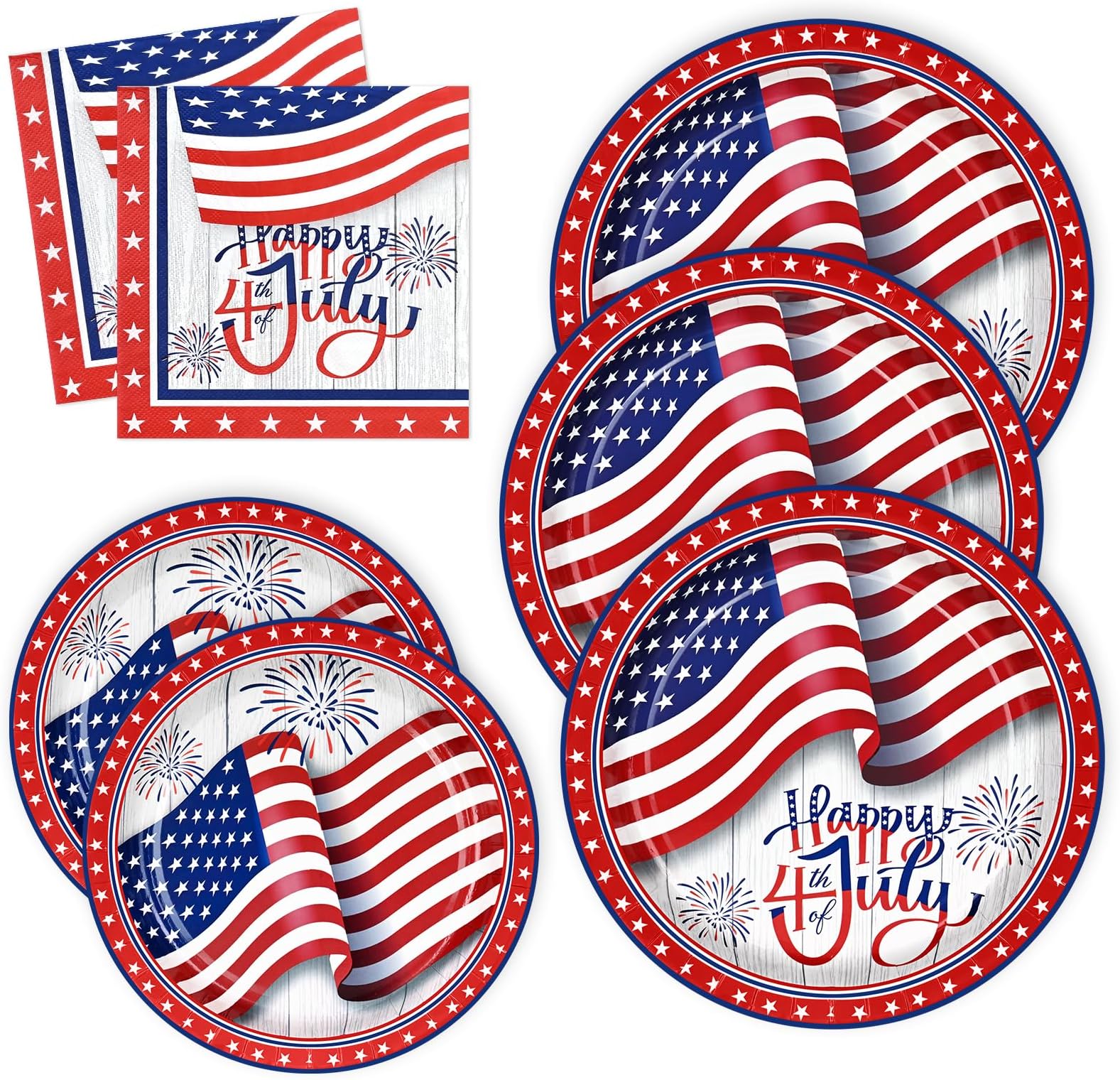 Amazon.com: 4th of July Plates and Napkins Sets - Patriotic American ...