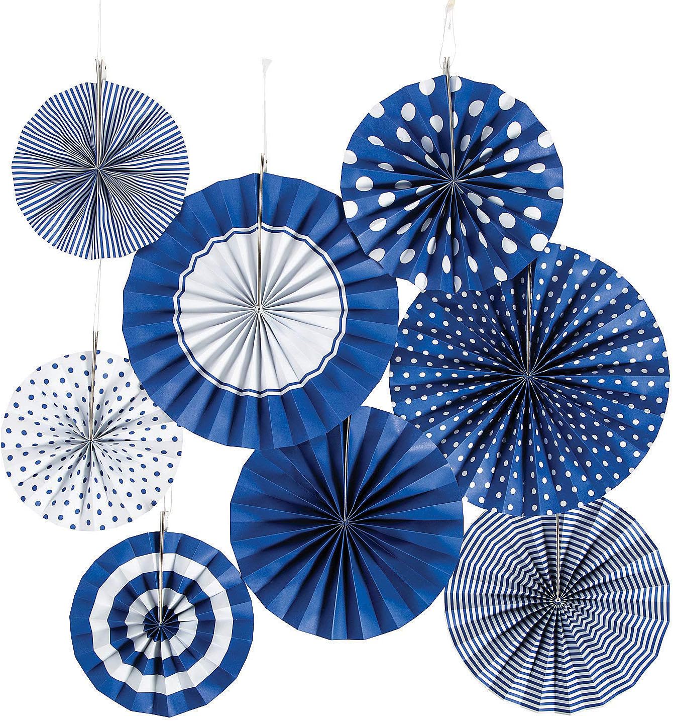 Amazon.com: Cobalt Blue Paper Fan Assortment - Party Decor - 8 Pieces ...