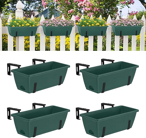 Amazon.com: smusei 4 Pack Railing Planter Box Window Boxes Planters, 17 ...