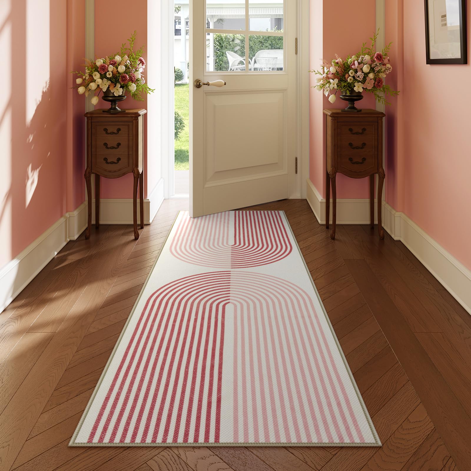 Amazon.com: Lahome Rainbow Pink Bathroom Runner Rug, 2x5 Washable ...