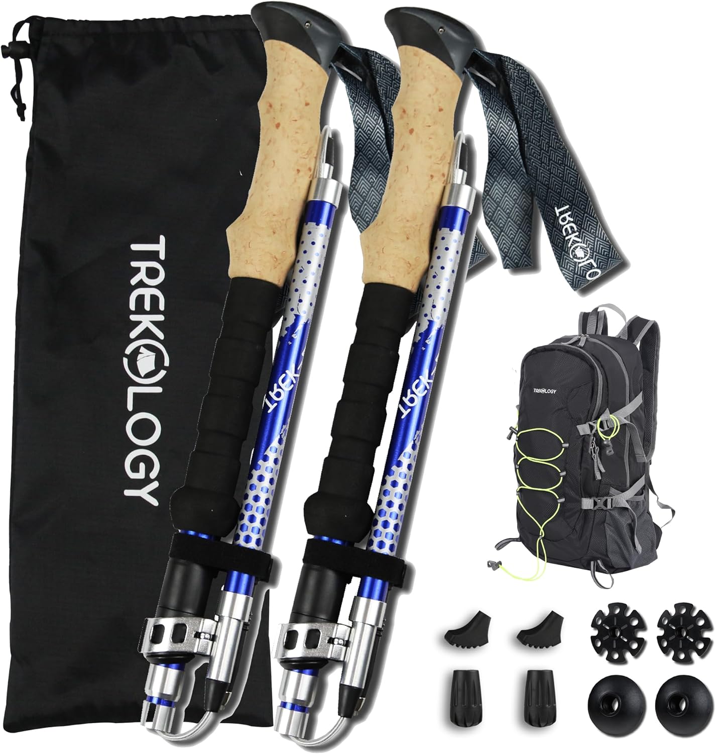 Amazon.com : TREKOLOGY Bundle of TREKZ (Blue 115cm) Collapsible Hiking ...