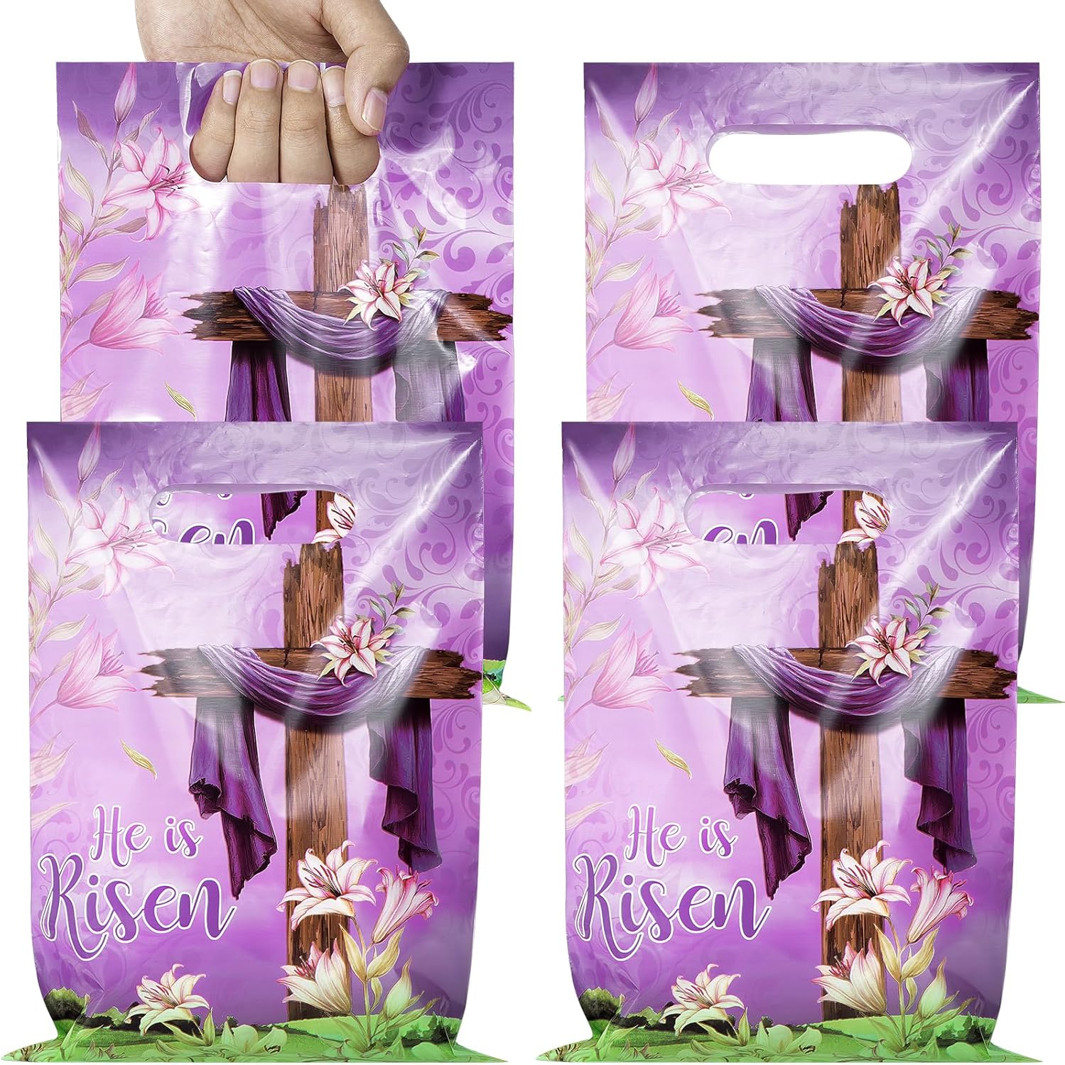 Amazon.com: 100 Pcs Easter He is Risen Party Favor Treat Bags Bulk ...