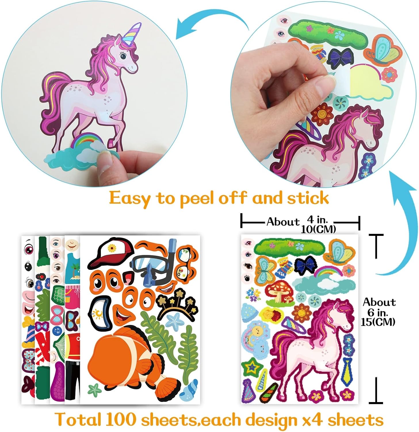 Paquete de 200 calcomanías para niños con 50 diseños, haz tus propias ...