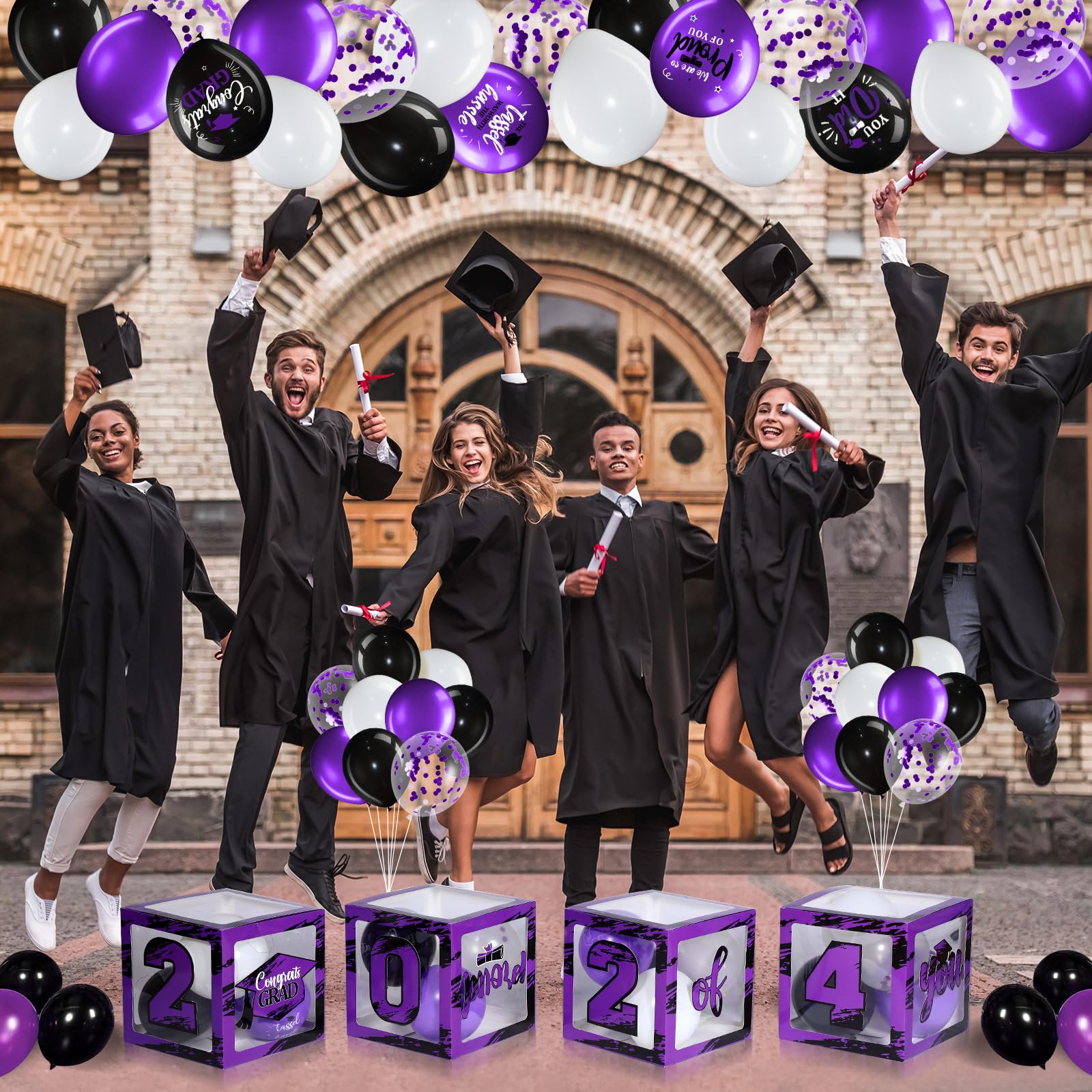 Snapklik.com : Woanger 44 Pcs Graduation 2024 Box Balloon And LED Light ...