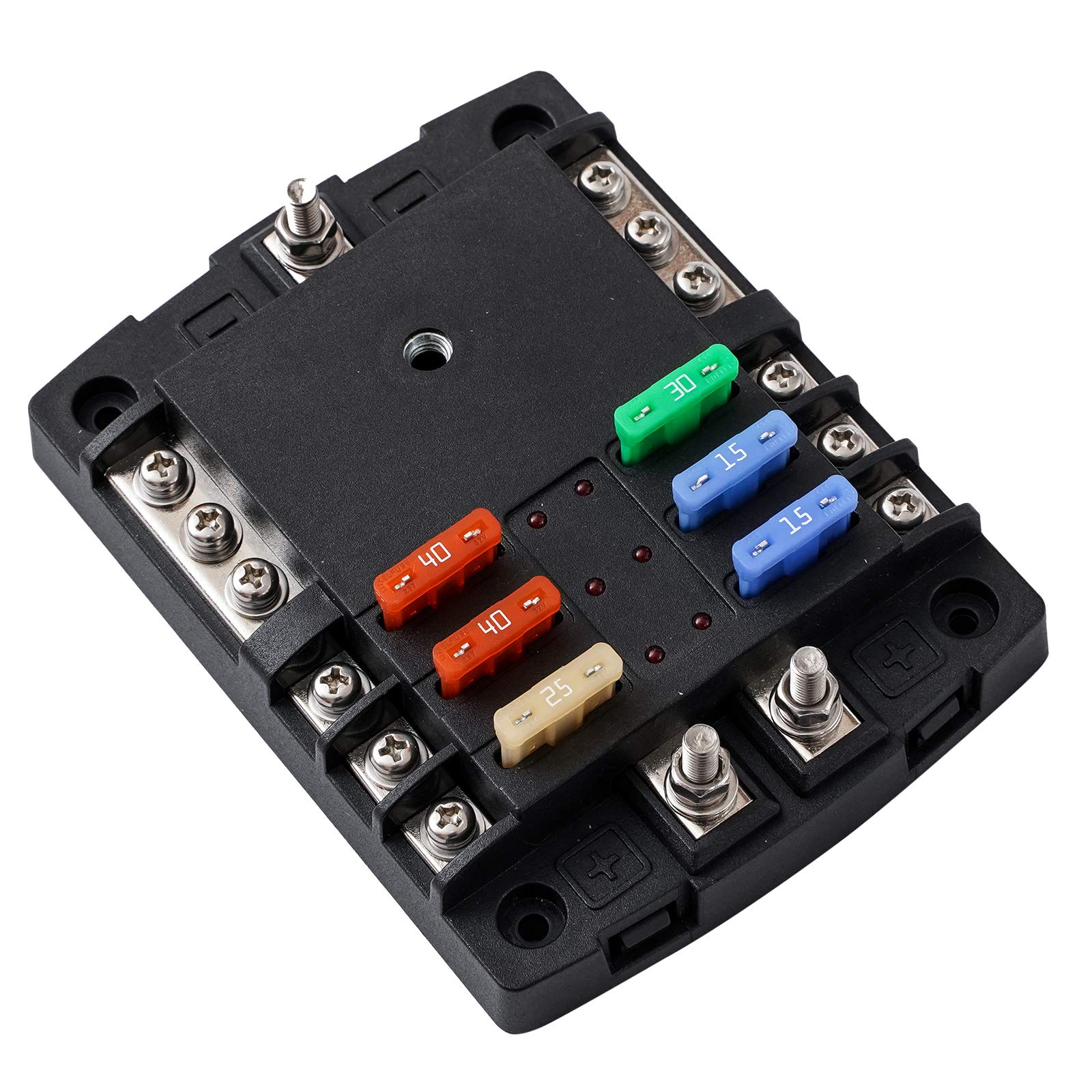 Buy Upgraded 6-Way Fuse Box Blade Fuse Block Holder Screw Nut Terminal ...