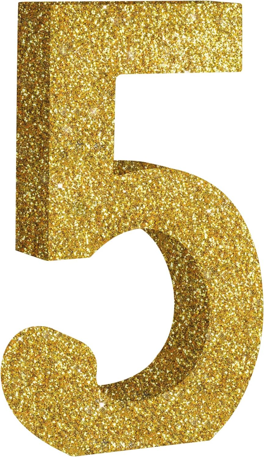 TONIFUL 7.8 Inch Gold Glitter Number 5 Wooden Table Centerpieces ...