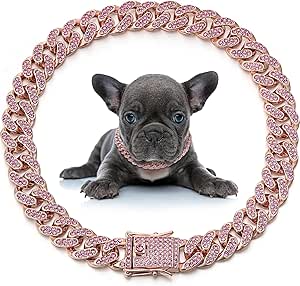LEIFIDE Diamond Cuban Collar 12 mm Wide Chain Iced Out for Cat Metal ...