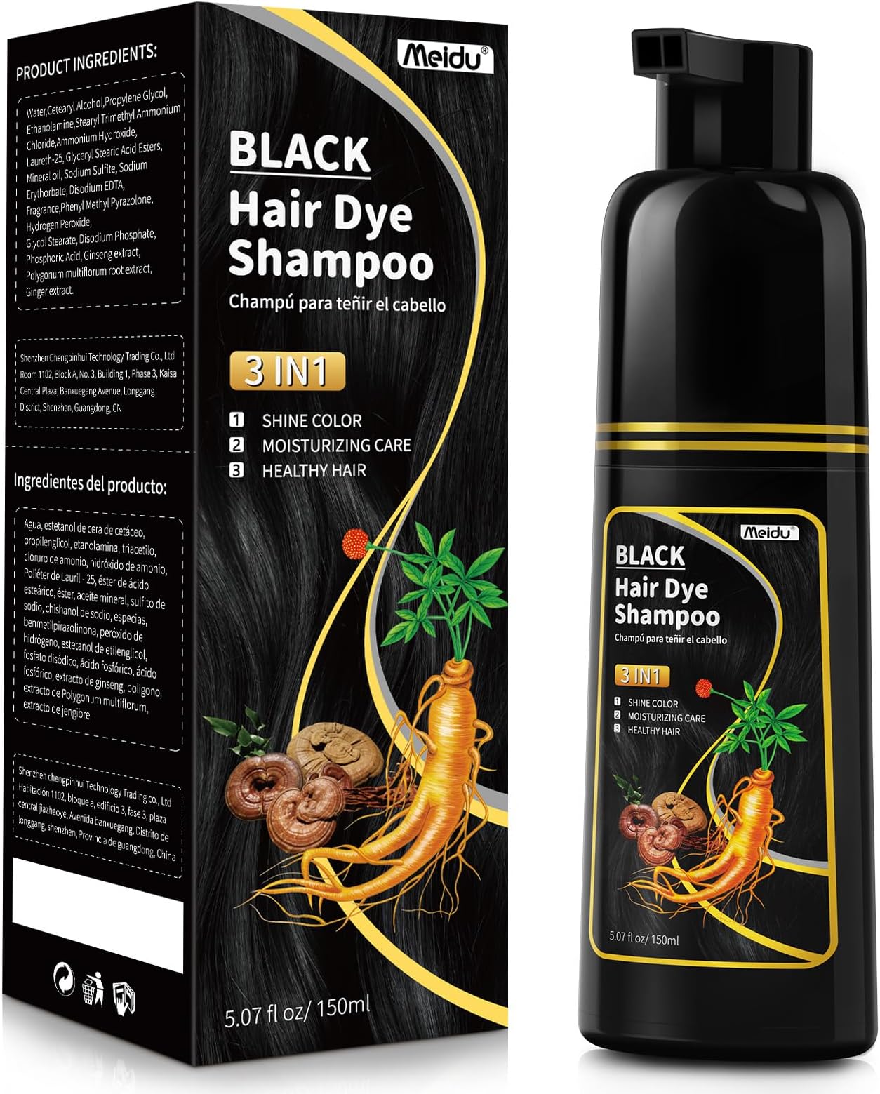 Amazon.com : BELEZALIB Black Hair Dye Shampoo - Natural Nutrition for ...