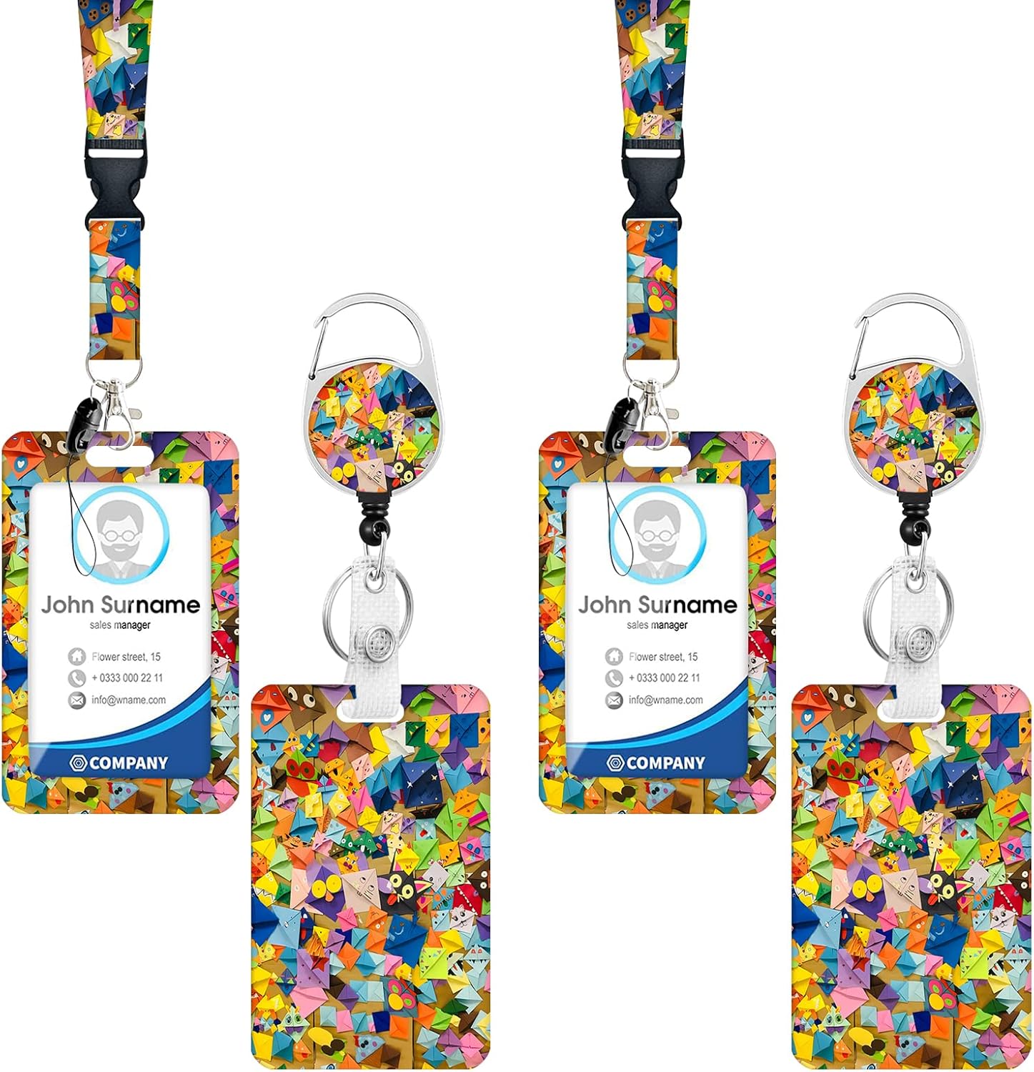 Amazon.com : 2PCS ID Badge Holder with Lanyard and Retractable Clip ...