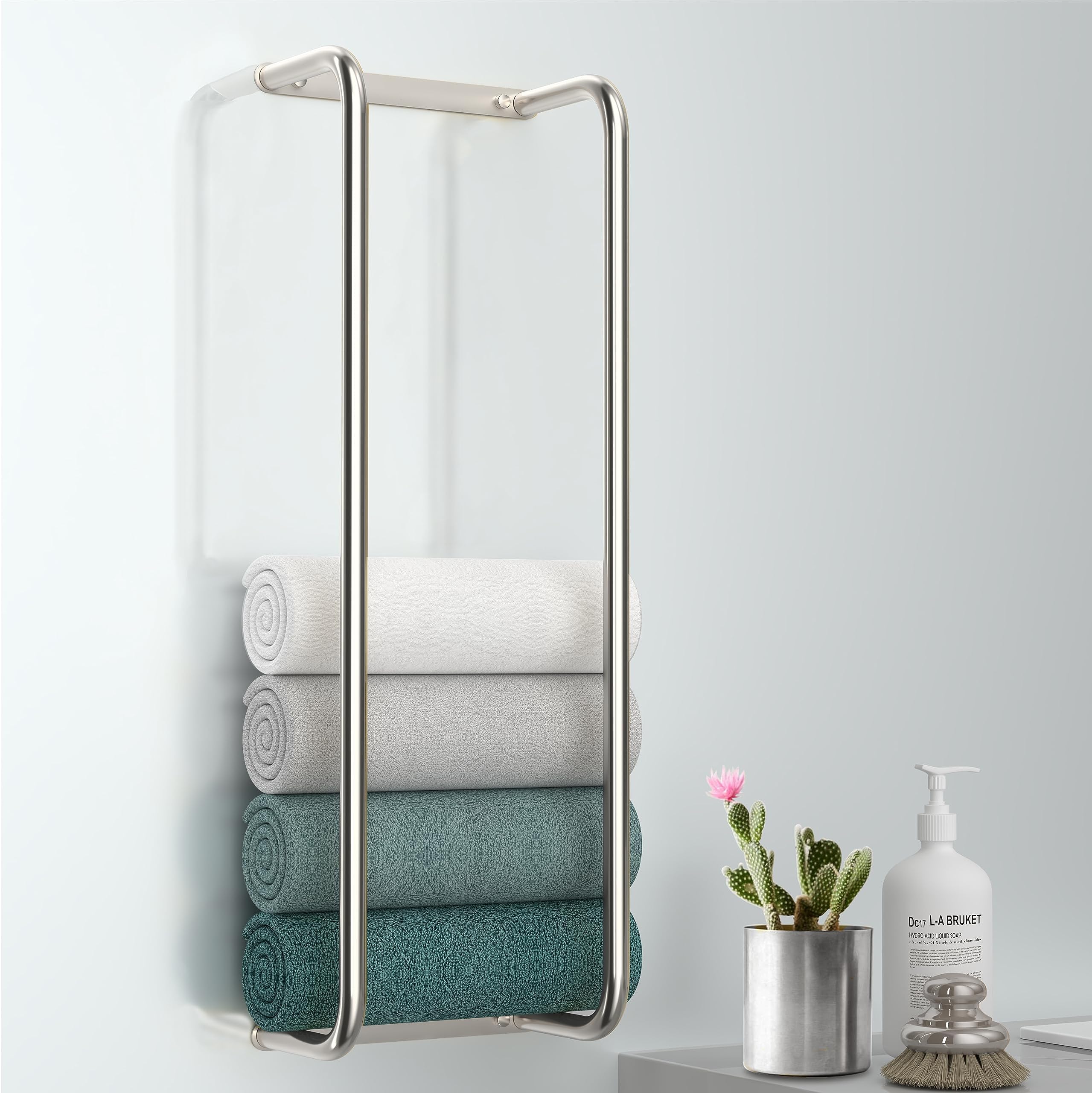 Amazon.com: Towel Rack Wall Mounted, Bathroom Towel Storage, Stainless ...