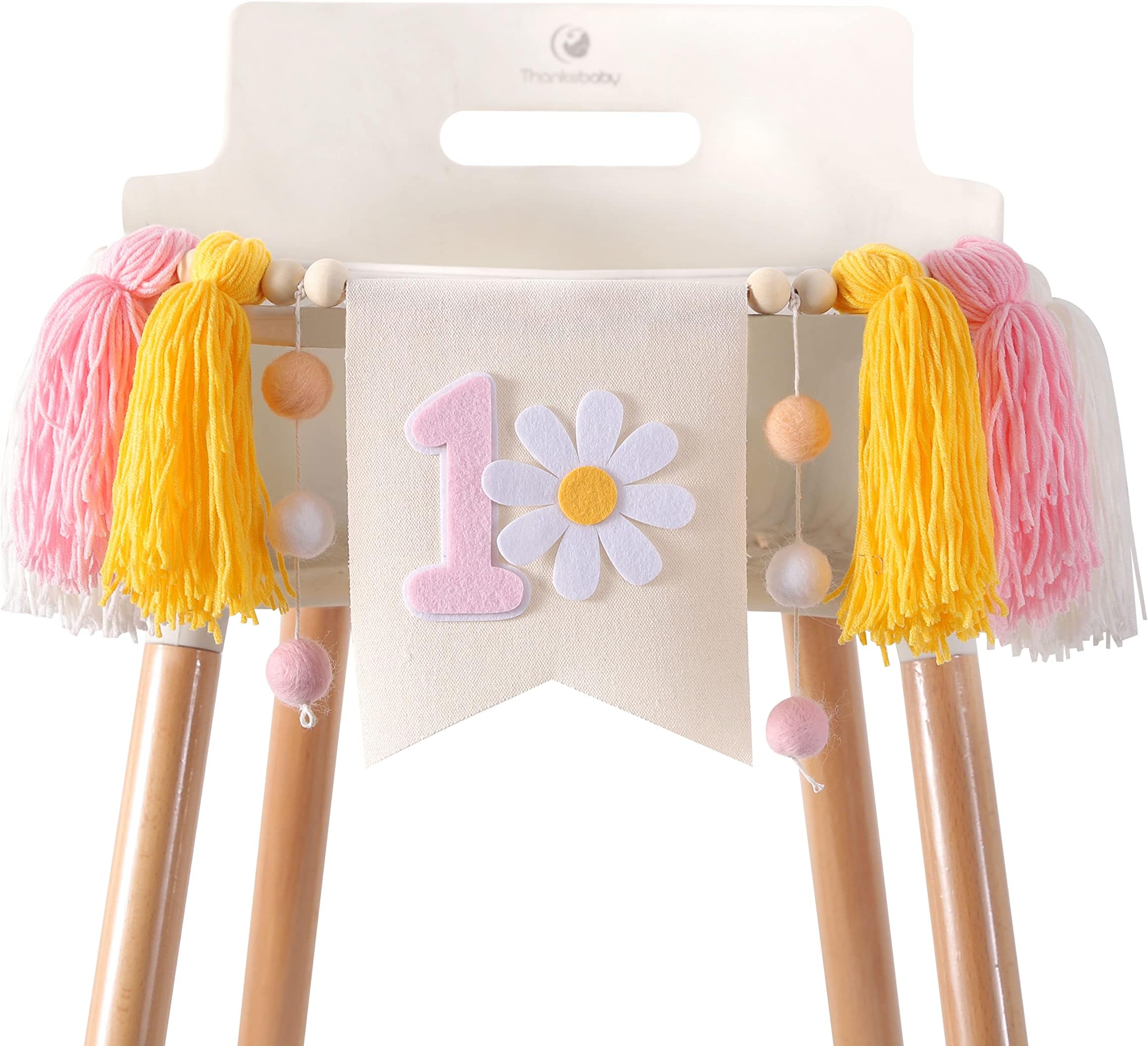 Amazon.com: LOONELO Daisy 1st Birthday Highchair Banner, Groovy Hippie ...