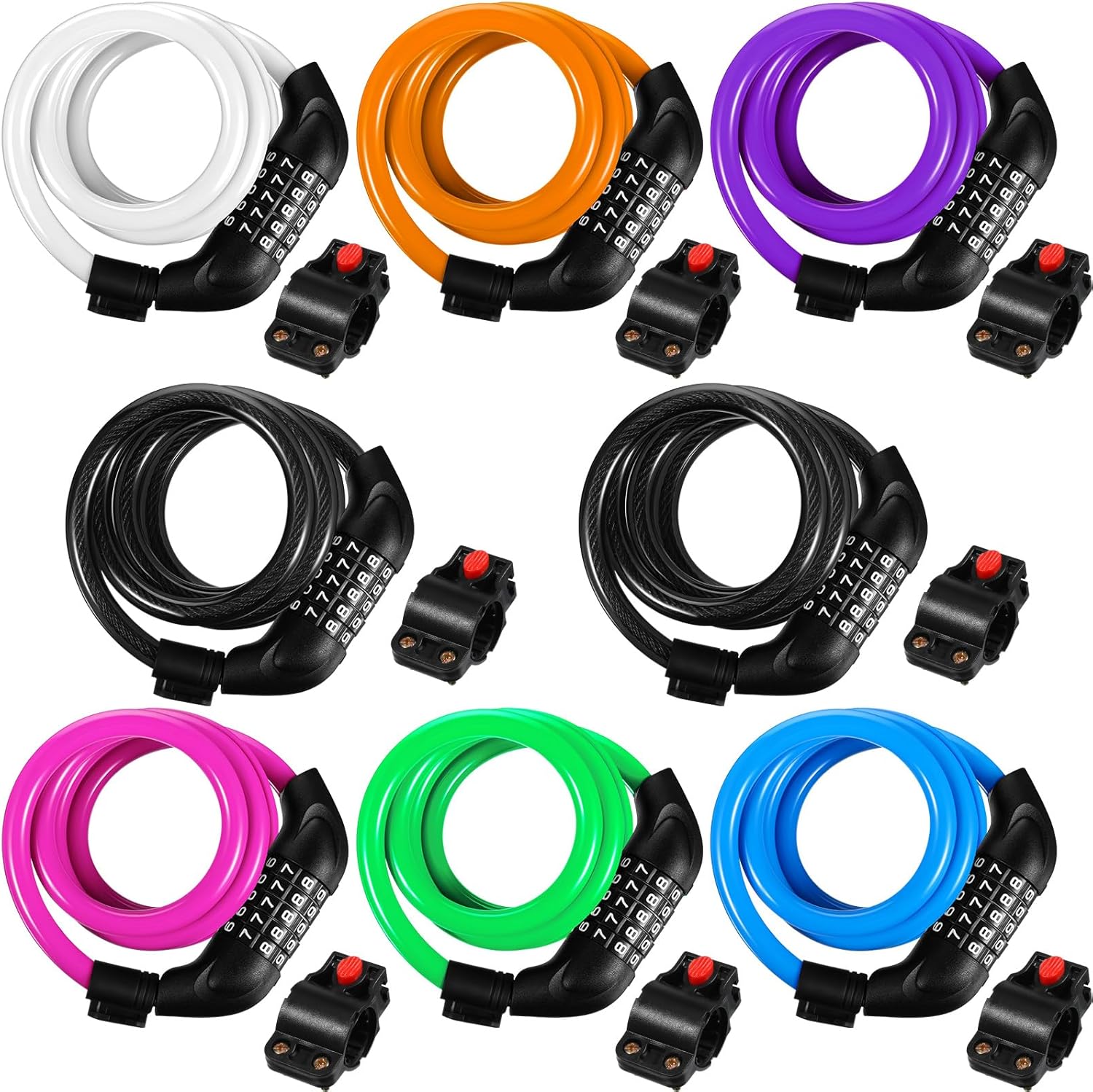 Amazon.com: Hoteam 8 Pieces Bike Lock 4 Feet Long Coiled Cable Lock ...
