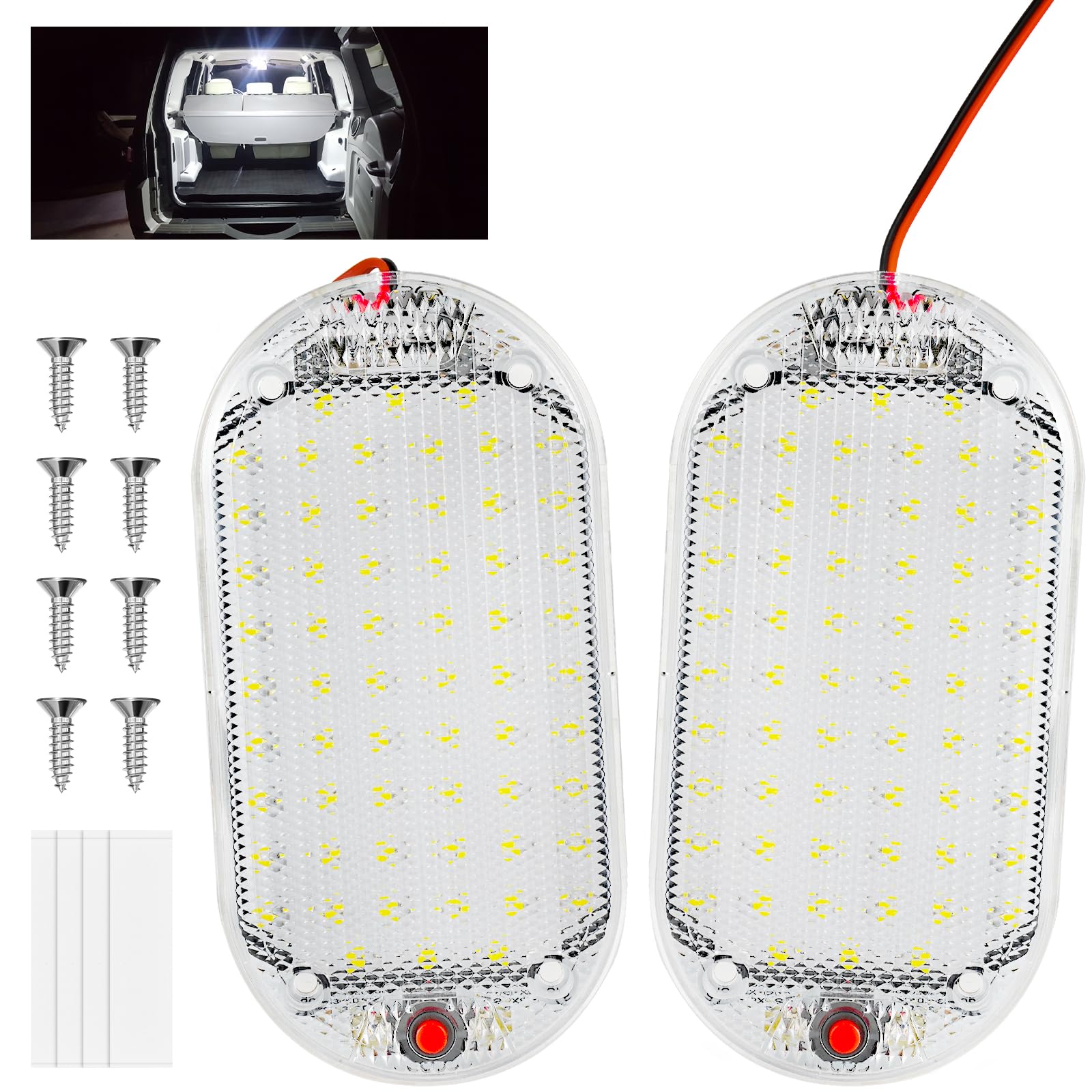 URAQT Car Led Interior Lights, 2 Pack Touch Car Ceiling Lights, 10W 48 ...