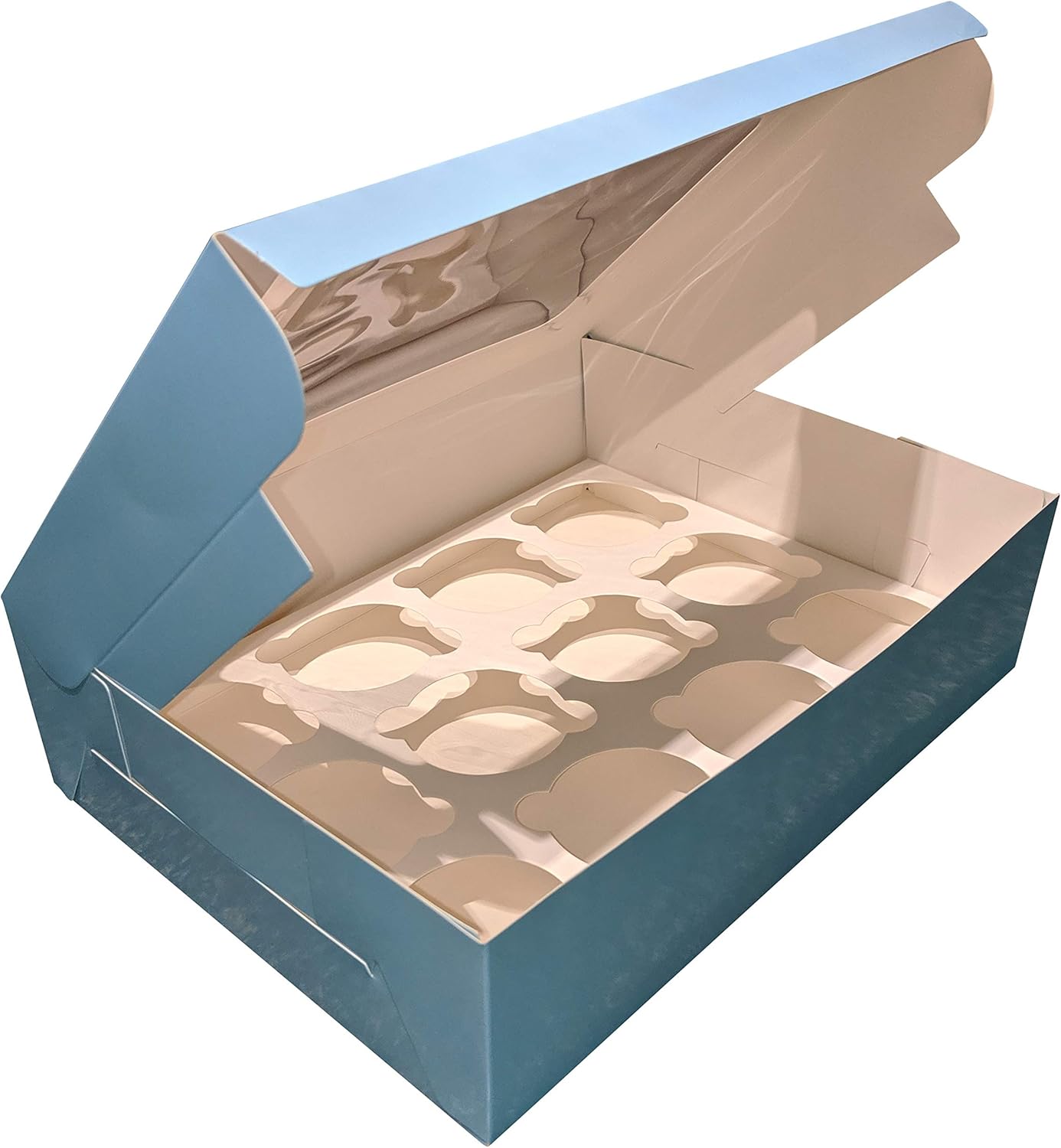 Amazon.com: Premium Pale Blue Bakery Boxes with Windows and Inserts for ...