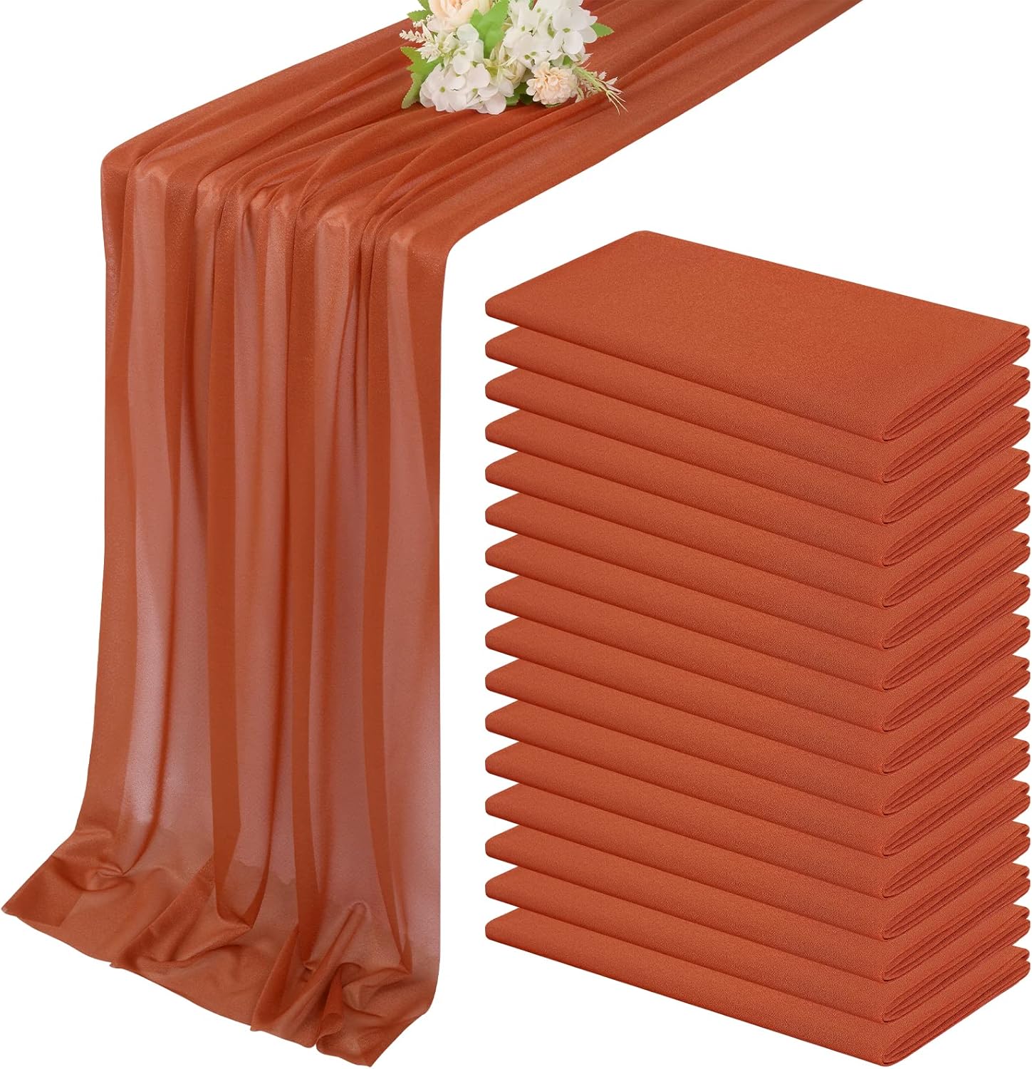 Amazon.com: 16 Pack Chiffon Table Runner 28 x 120 Inches Gorgeous 10ft ...