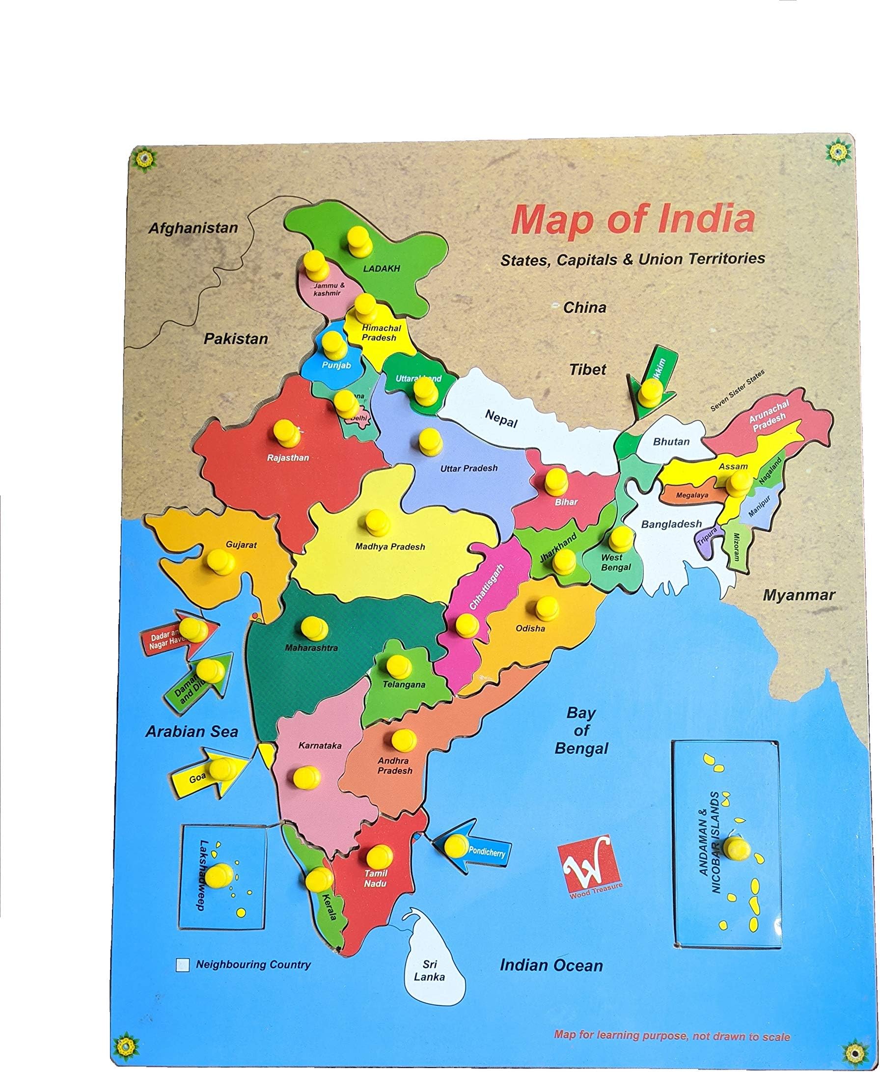 TRIANGLE Maps Wooden Puzzle for 24 To 48 Months, Multicolour : Amazon ...