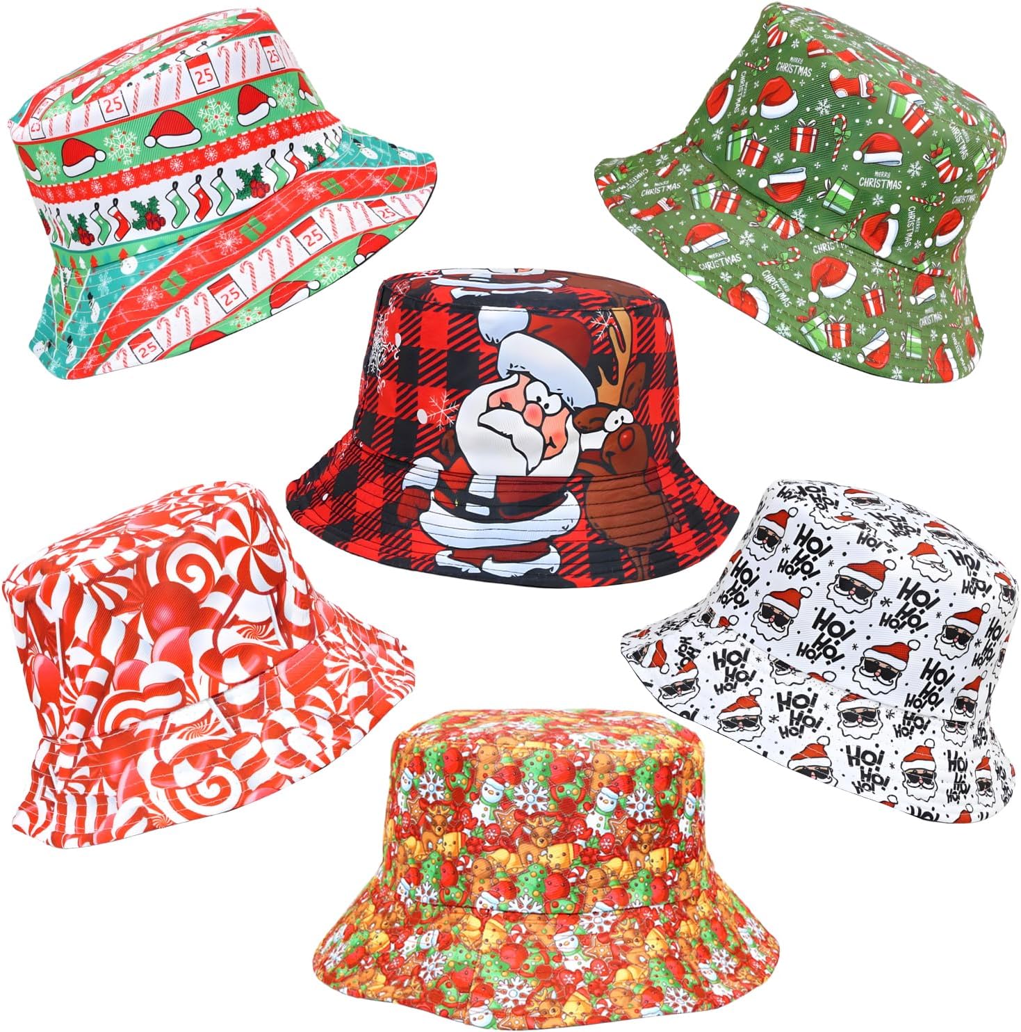 Amazon.com: HEYTOP 6 Pack Funny Christmas Hats, Novelty Christmas Party ...