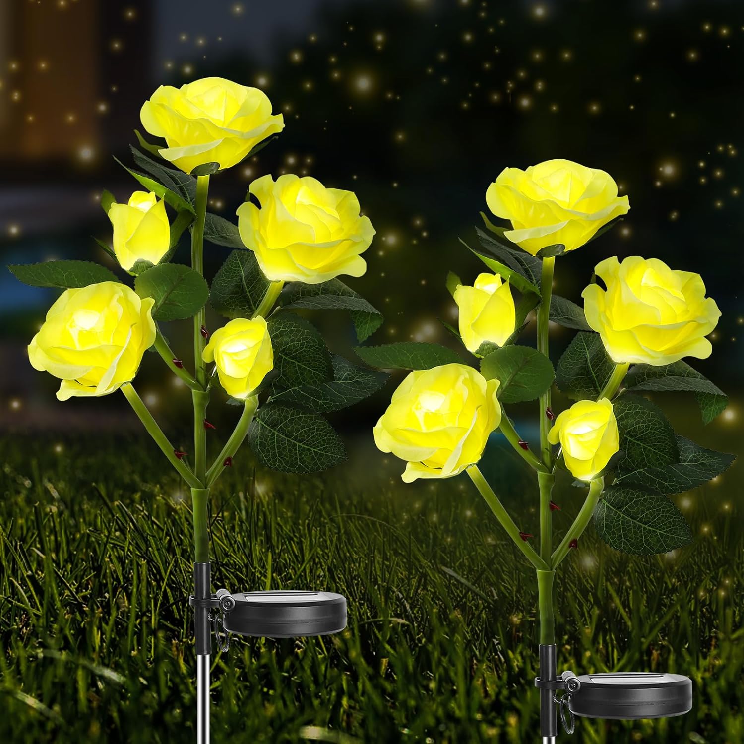 Amazon.com: NEWNEN Solar Garden Lights Flower Roses Solar Lights ...