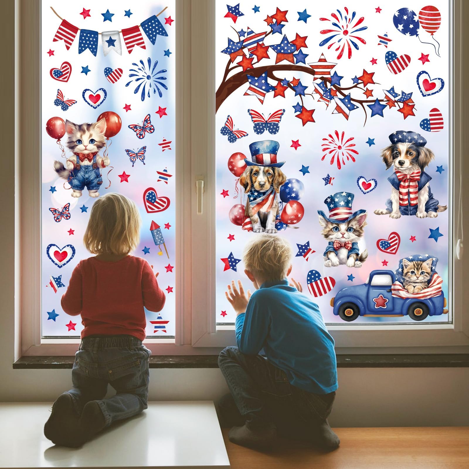 Amazon.com: LanttAotte Large 4th of July Window Clings Removable ...