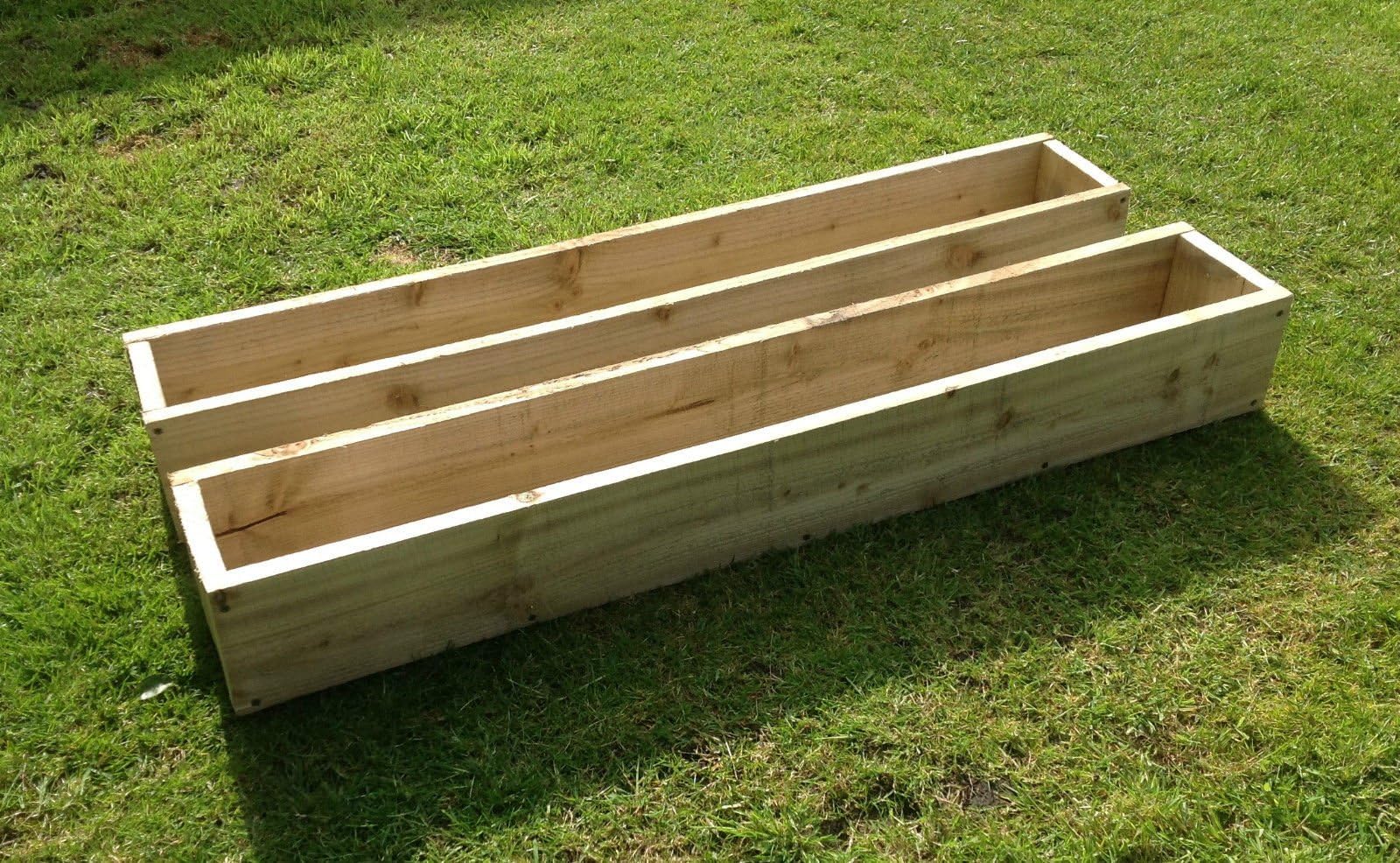 2 x Large 120cm Long (4ft) Wooden Garden/Patio/Window Box Planters ...