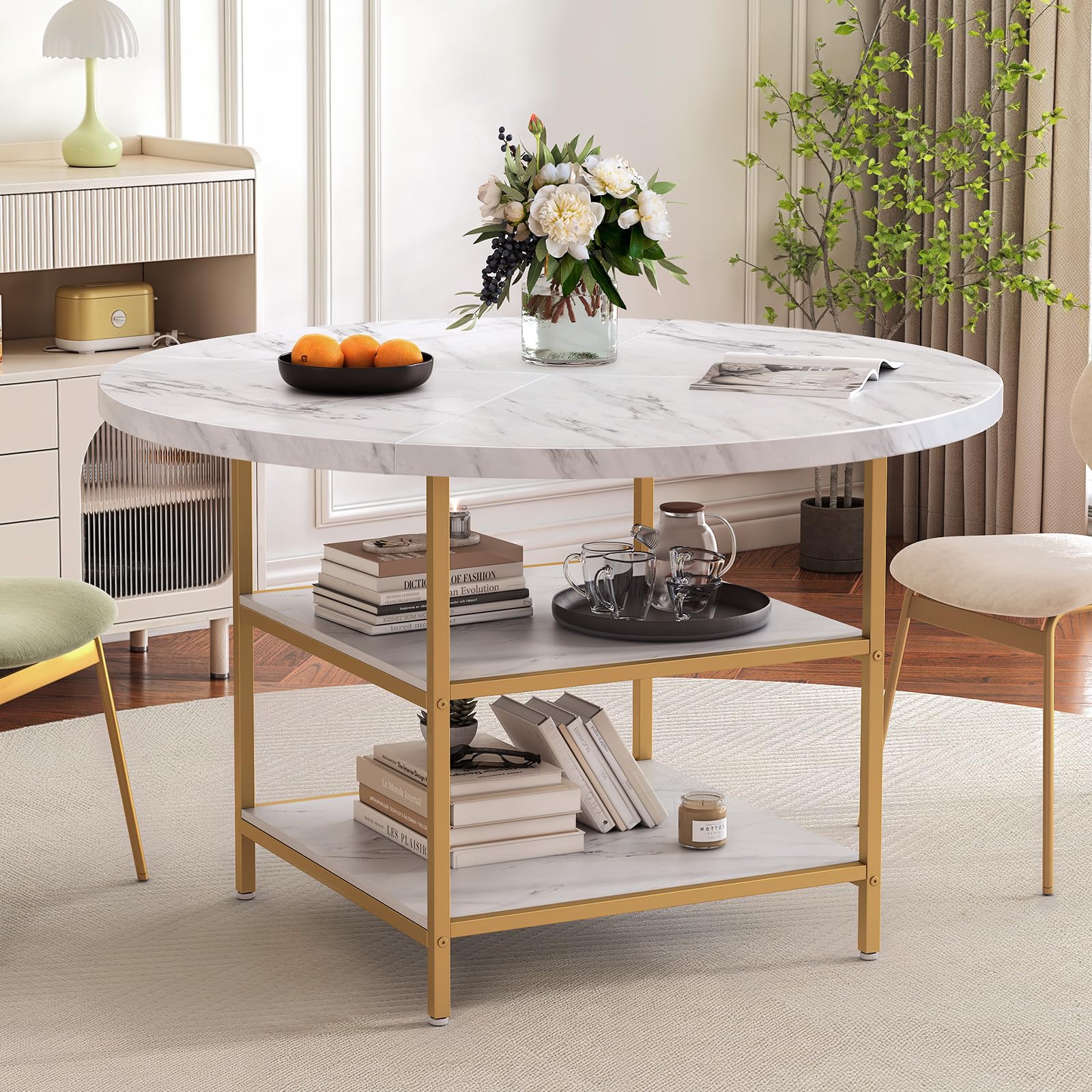 Snapklik.com : ONBRILL Round Dining Table For 4-6 People, 47.24 Inch ...