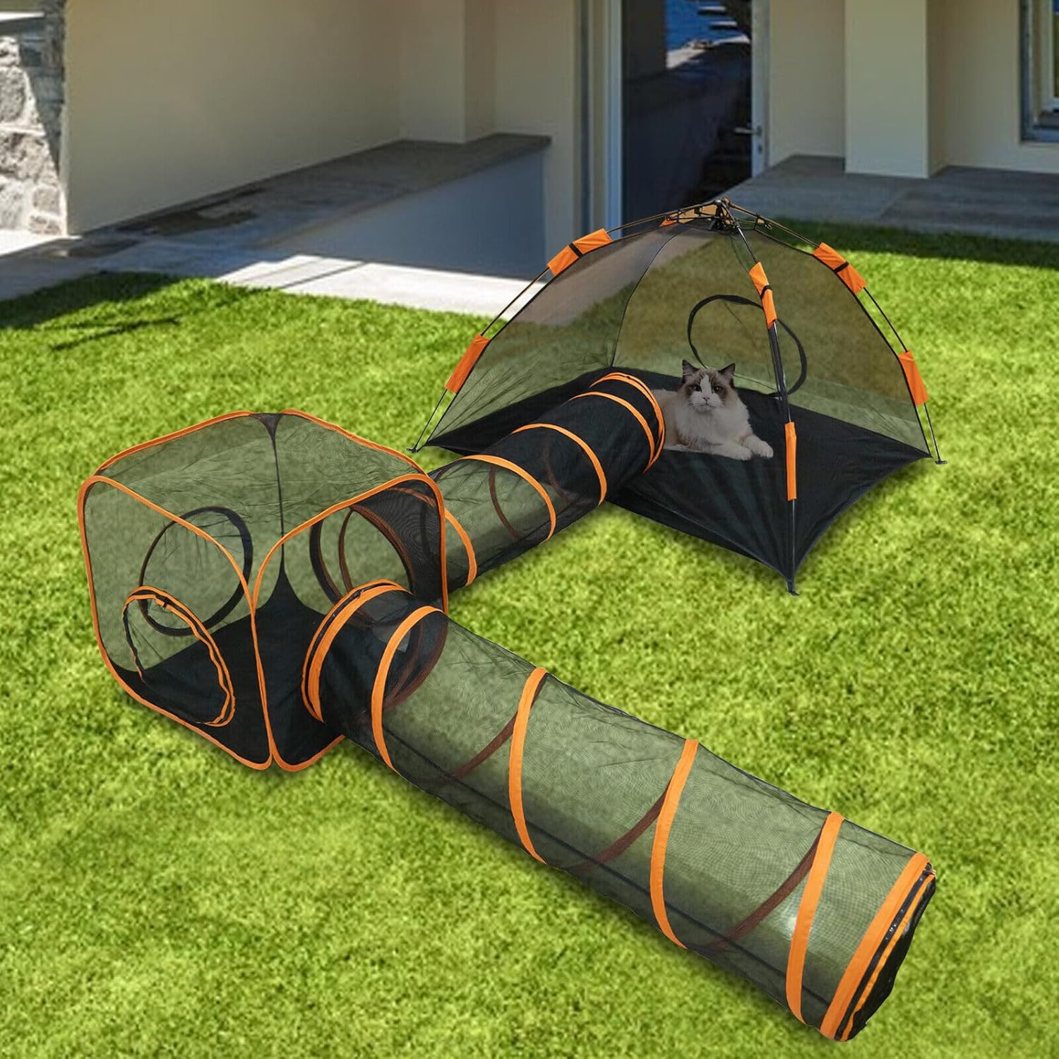 Amazon.com : Outdoor Cat Enclosures Pop Up Pet Tent, 4-in-1 Outdoor Cat ...