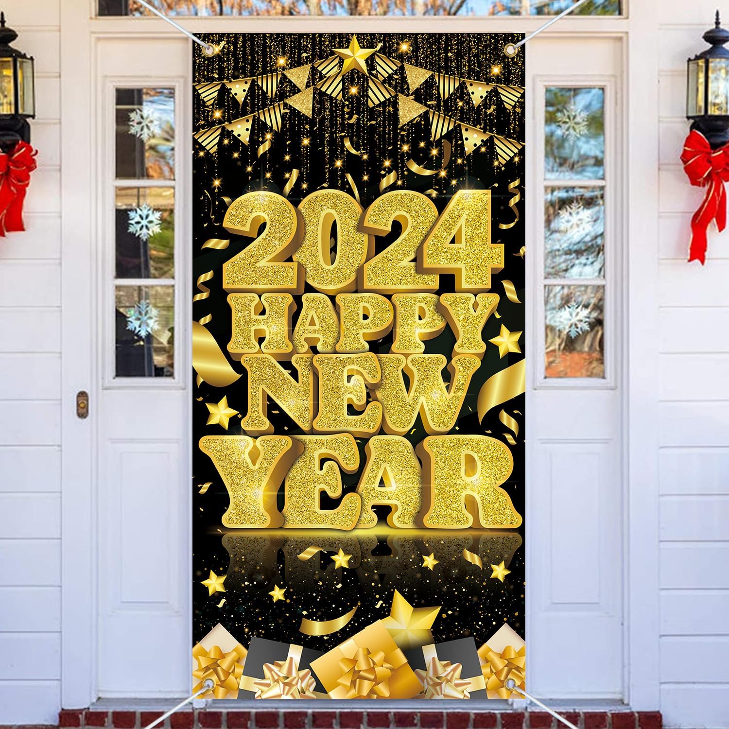 Amazon.com: Happy New Year Door Banner 2024, 6x2.9 FT New Years Door ...