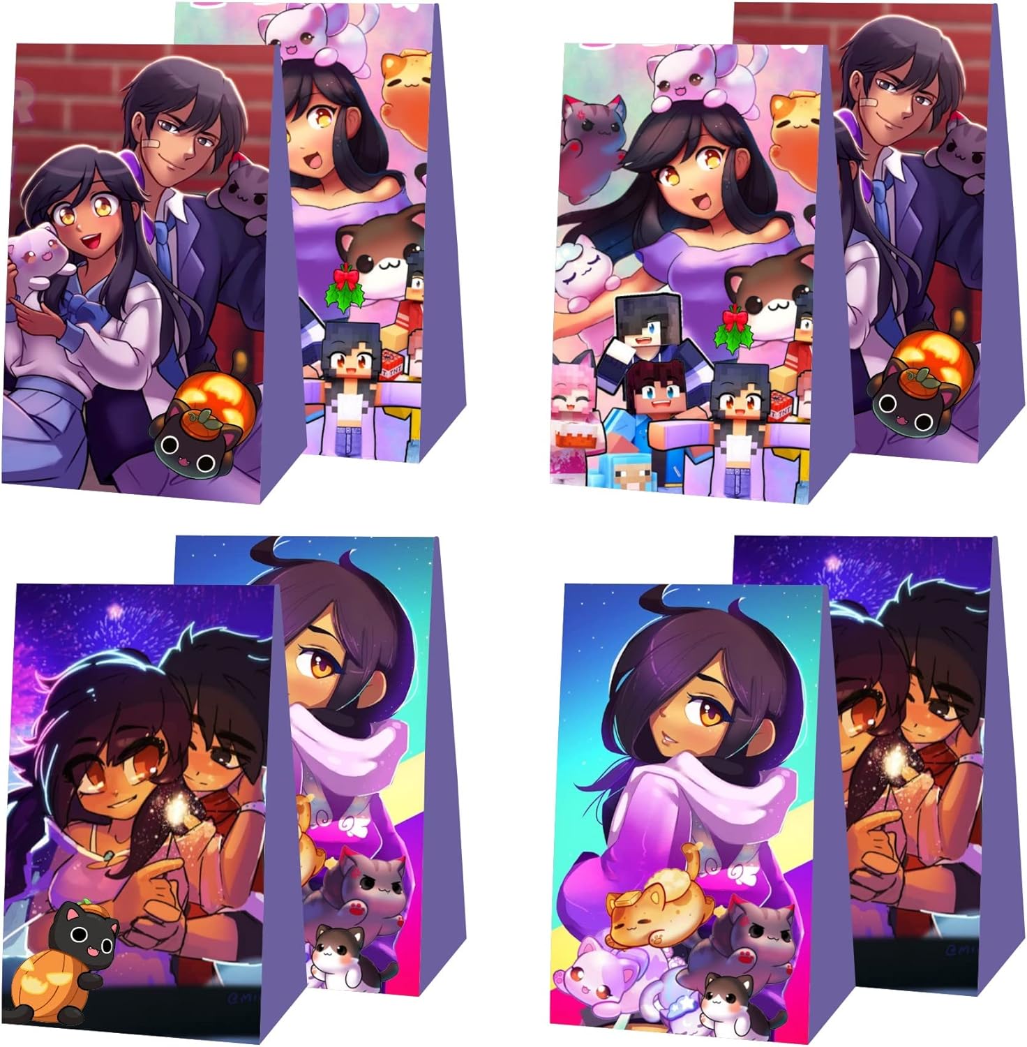12 Pcs Aphmau Meemeows Party Favor Gift Bags, Aphmau Birthday Party ...
