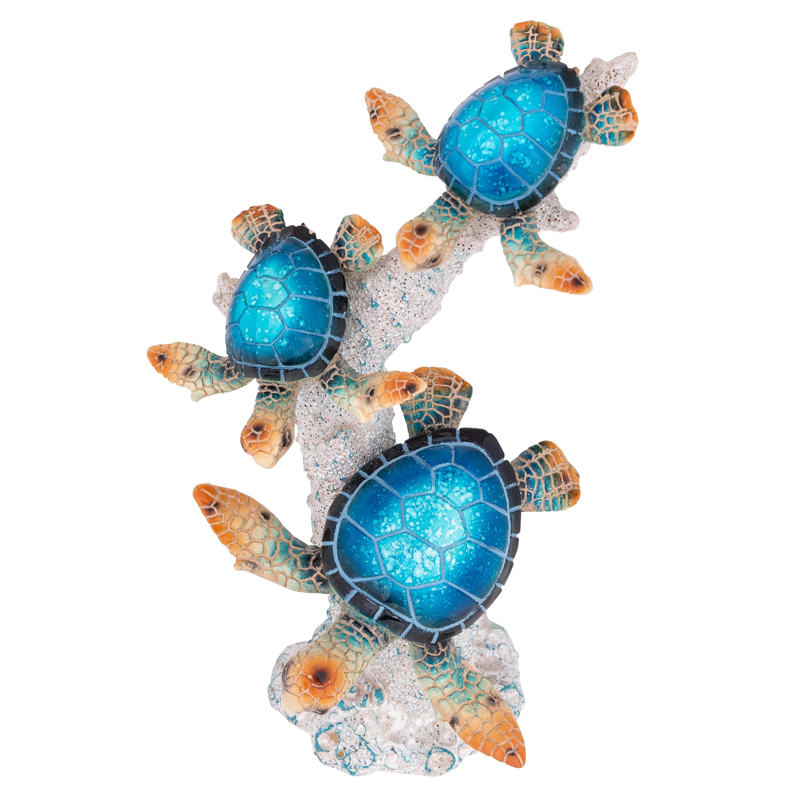 Sea Turtle Statue Triple Turtles Swimming on a Coral Reef Base Sea ...