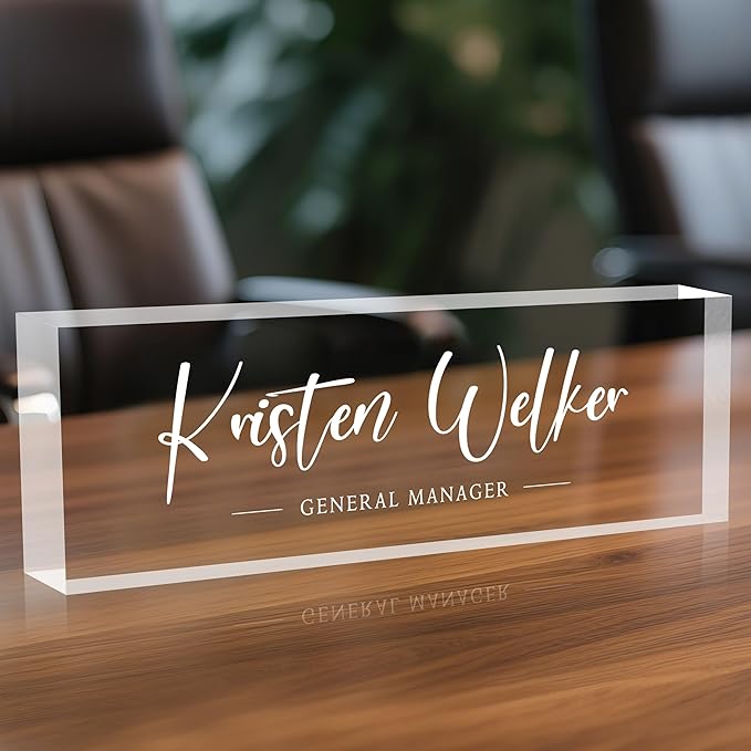 Amazon.com: Personalized Desk Name Plates, Acrylic Engraved Name Plate ...