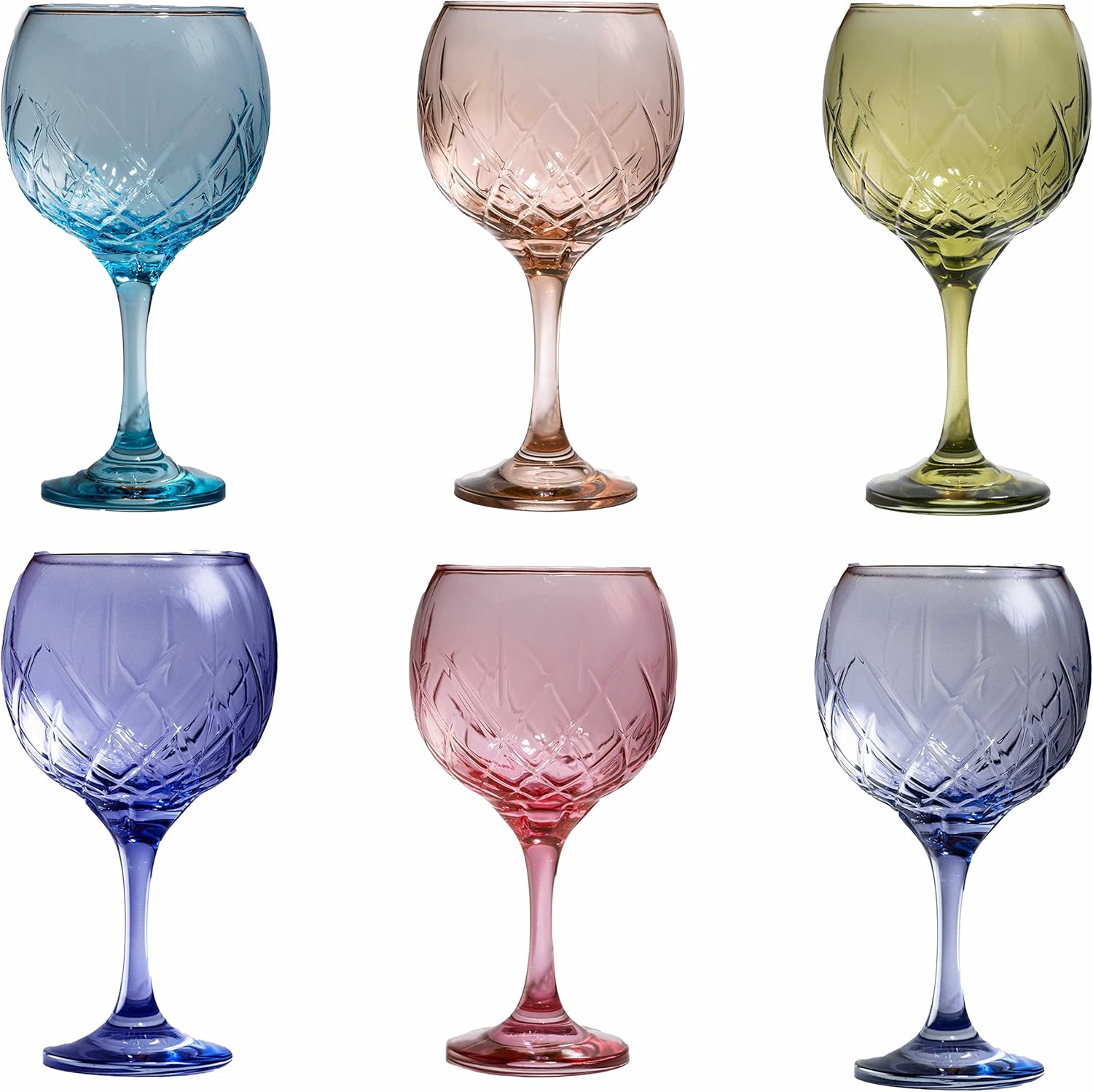 Rococo Juego de 6 Copas De Vidrio Colores Surtidos : Amazon.com.mx ...