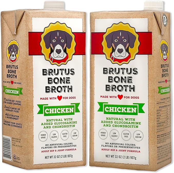 Amazon.com : Brutus Chicken Broth for Dogs - All Natural Chicken Bone ...