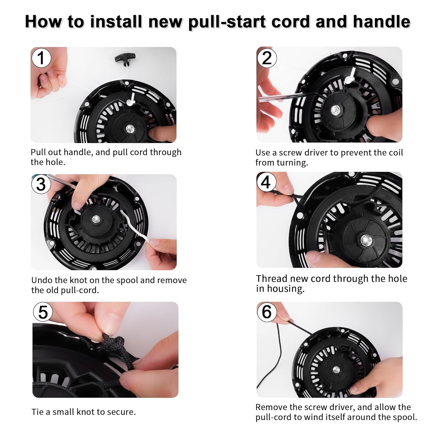 Arrancador de retroceso Mango de cuerda de arranque para cortacésped, generador de bombas de ...