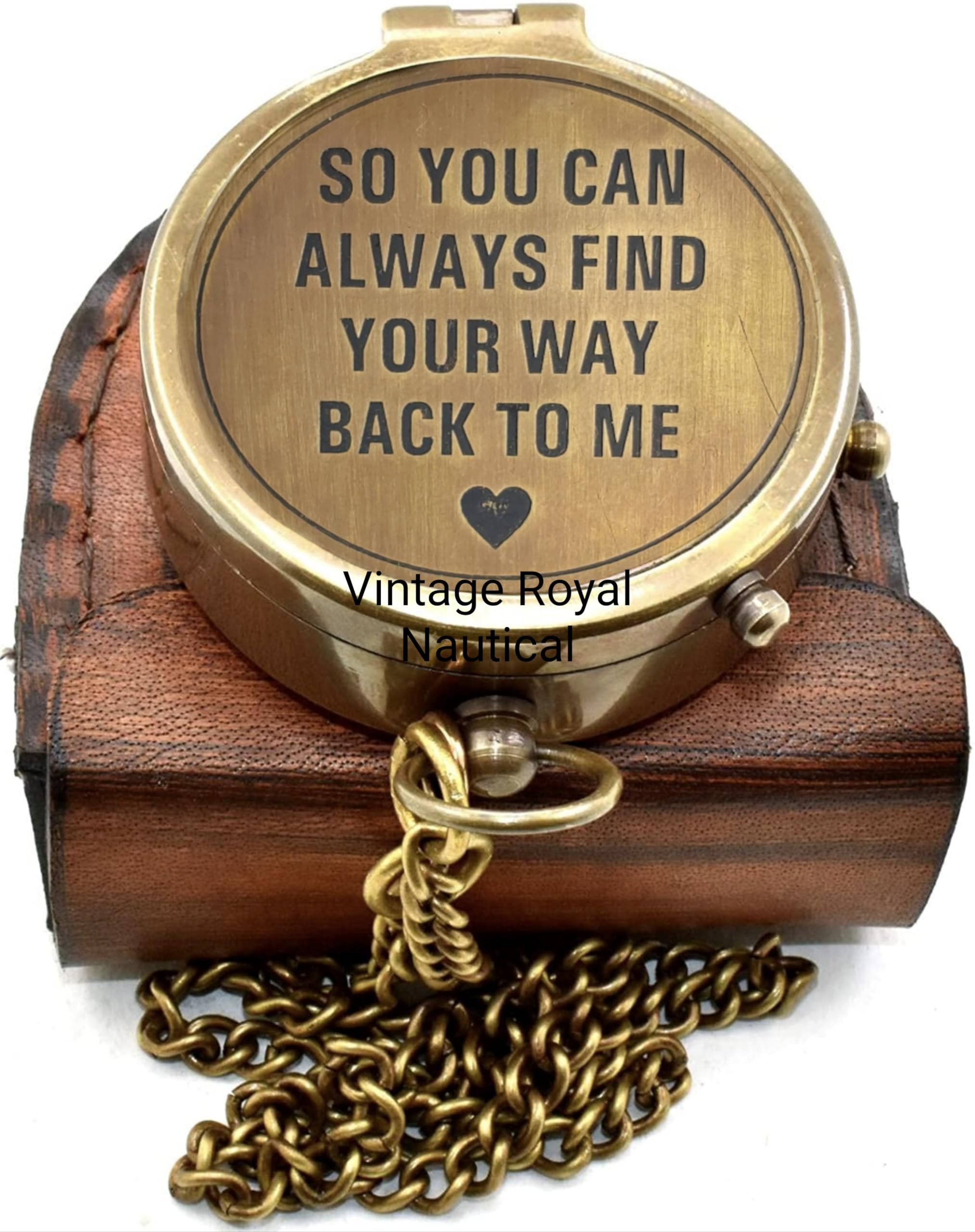 Amazon.com : AASIYA Brass Chain Compass with Leather Case for Hiking So ...