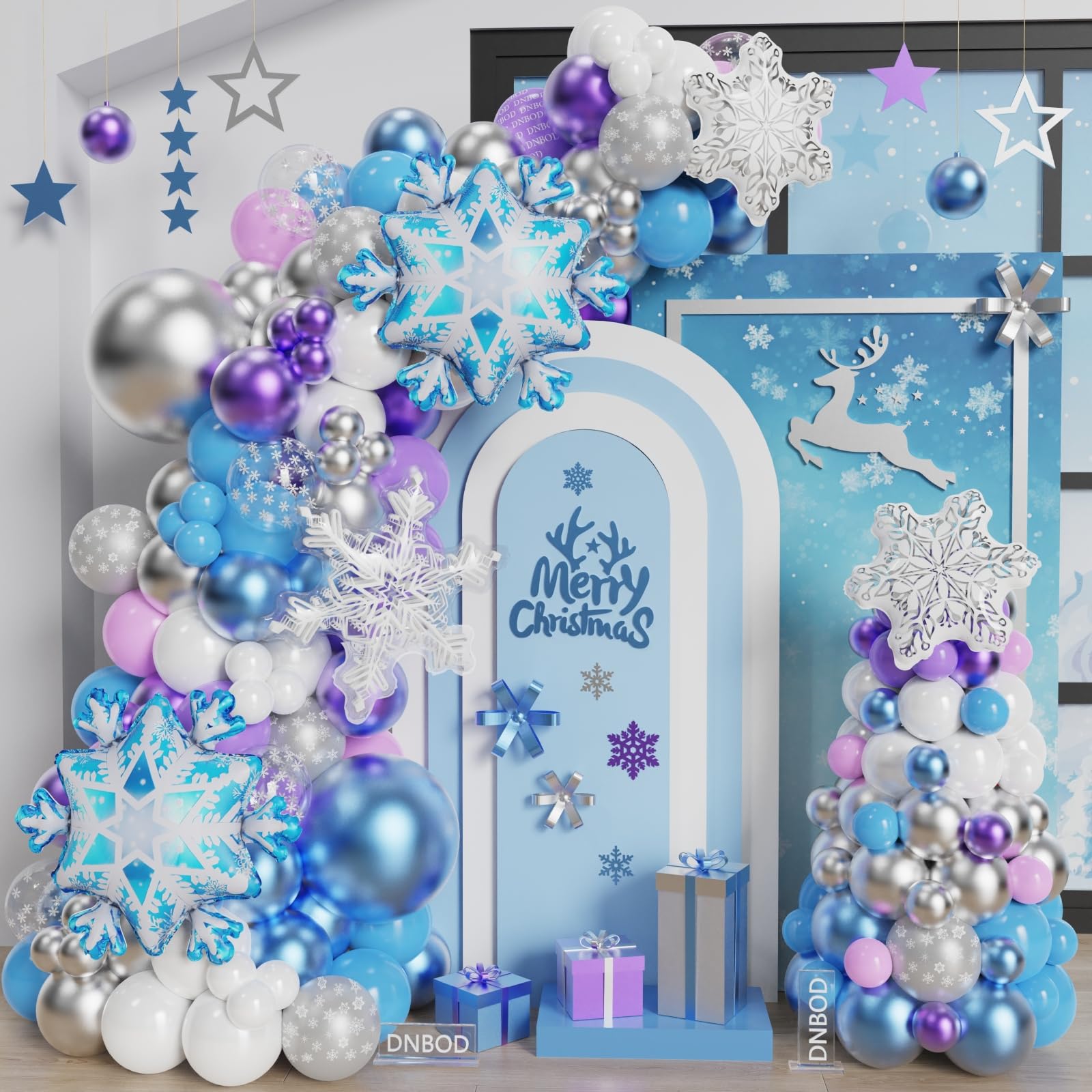 Amazon.com: Winter Wonderland Snowflake Party Balloon Arch Kit,156Pcs ...