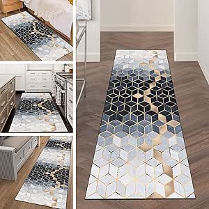 Amazon.com: Runner Rug 2'x7' Modern Plaid Rug Runner, Non Slip Entryway ...