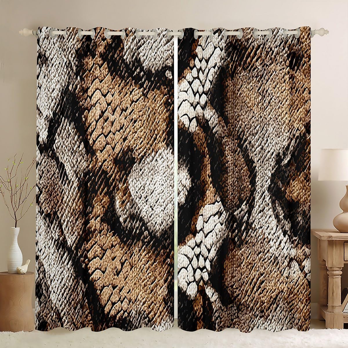 Amazon.com: Homewish Snake Skin Window Curtains Teens Adult Women,Wild ...