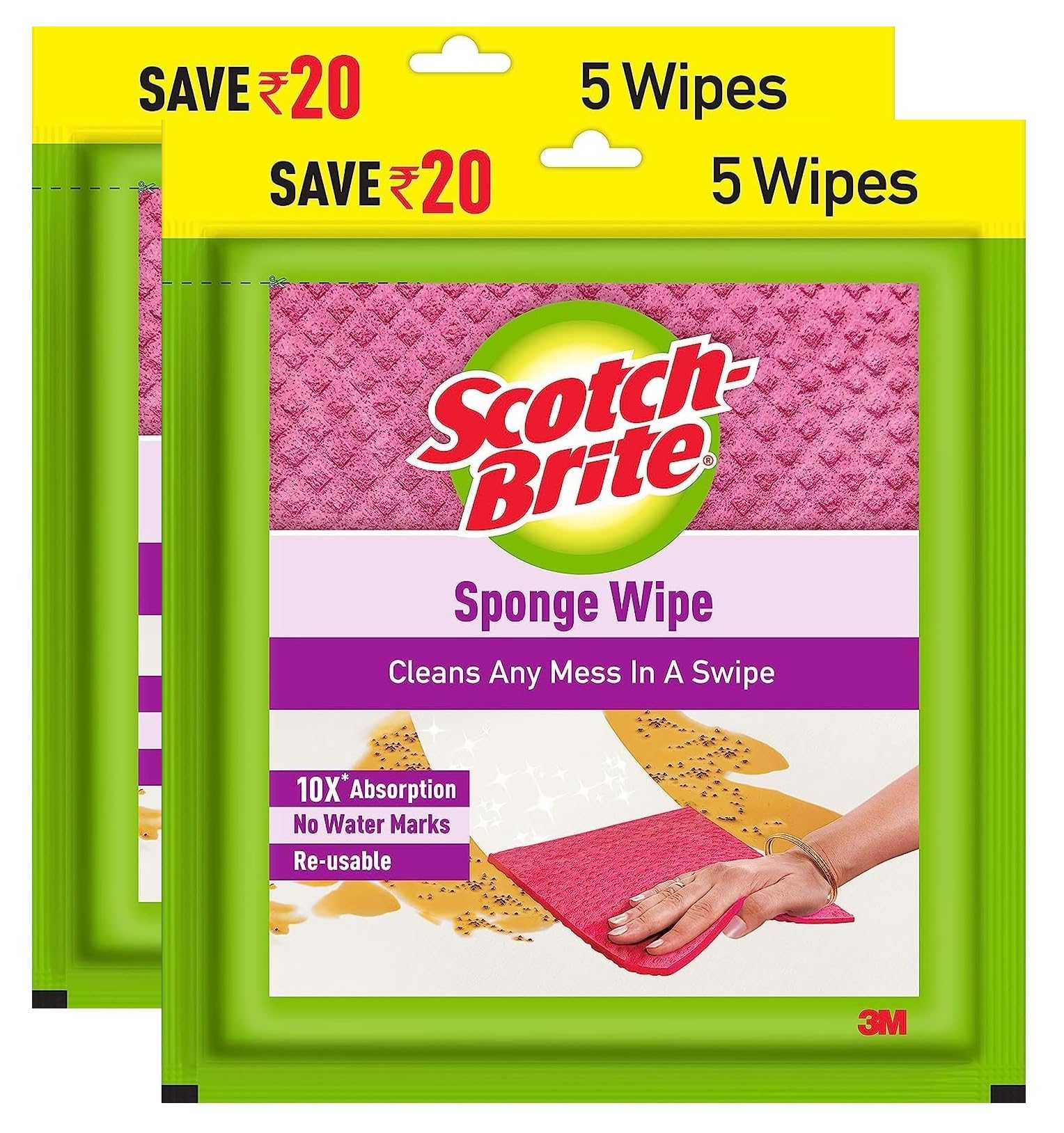Scotch-Brite Sponge Wipe, Kitchen Cleaning Sponge, Reusable, Multi ...