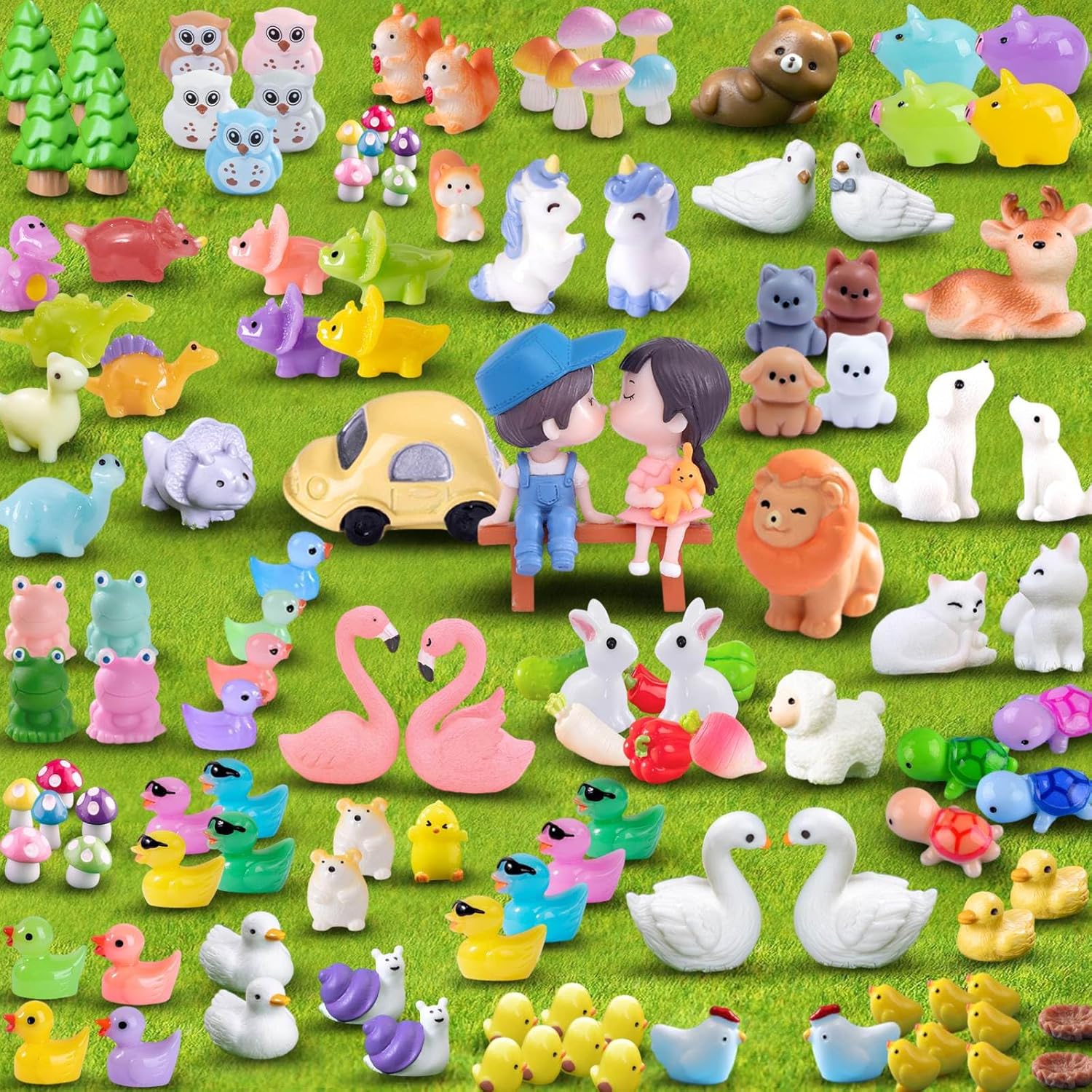 Amazon.com: 200Pcs Mini Animals Figurines, Mini Resin Animals Figures ...