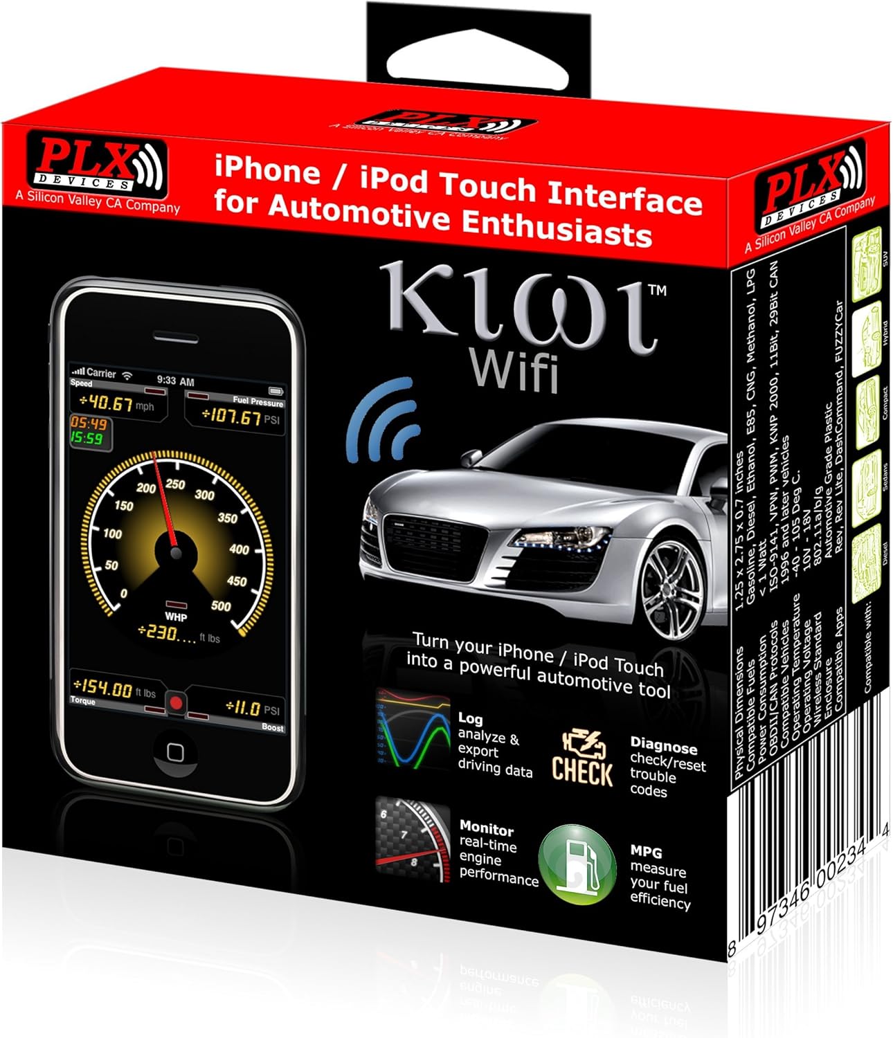 Amazon.com: PLX Kiwi Wireless ODB-II Scanner for iPhone & iPod : Automotive