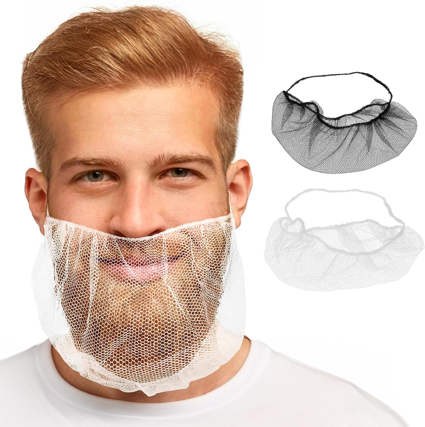AMZ Medical Supply White Disposable Beard Nets for Men Food Service ...