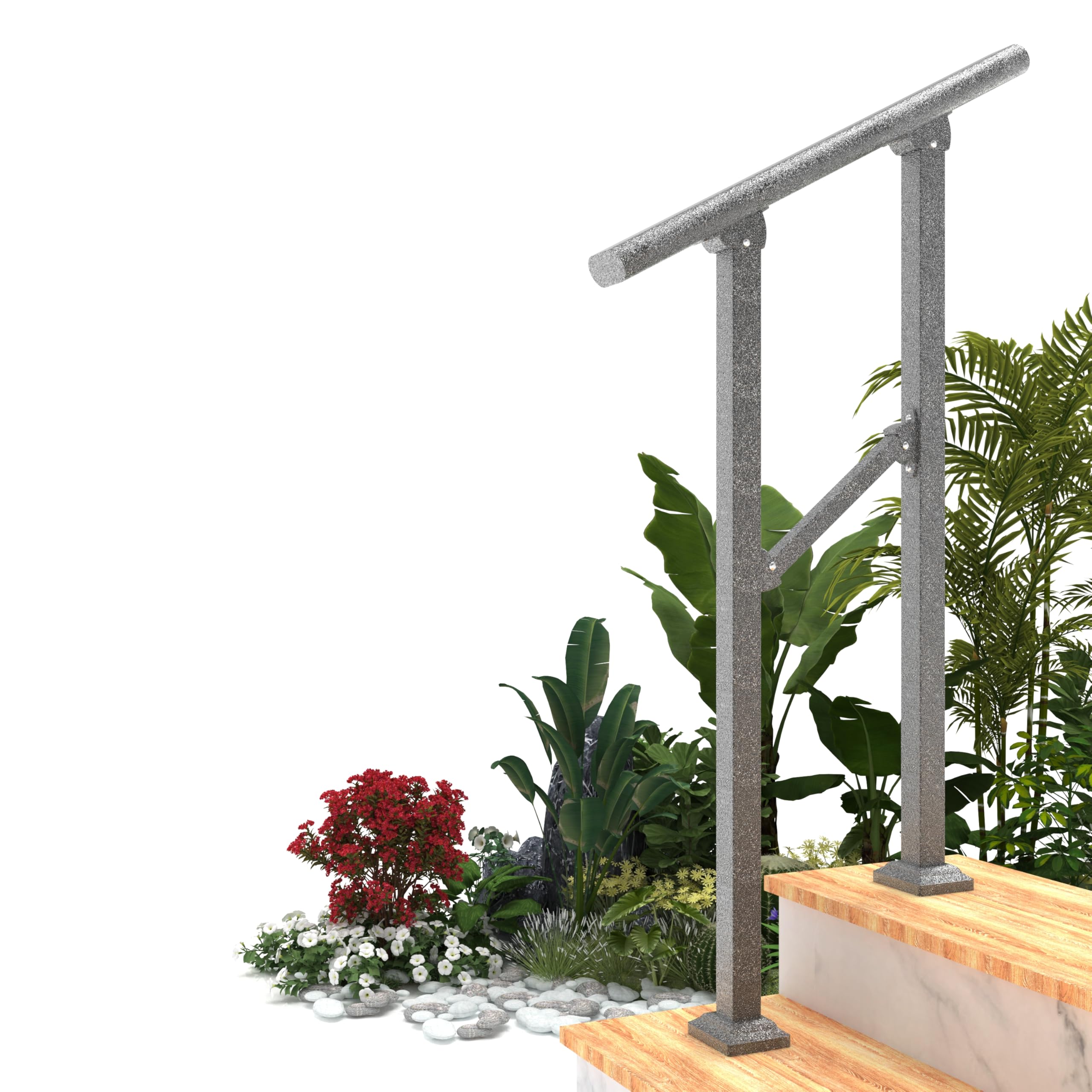 MDpygsfj Hand Rails for Outdoor Steps, 2 Step Handrail Stair Railing ...