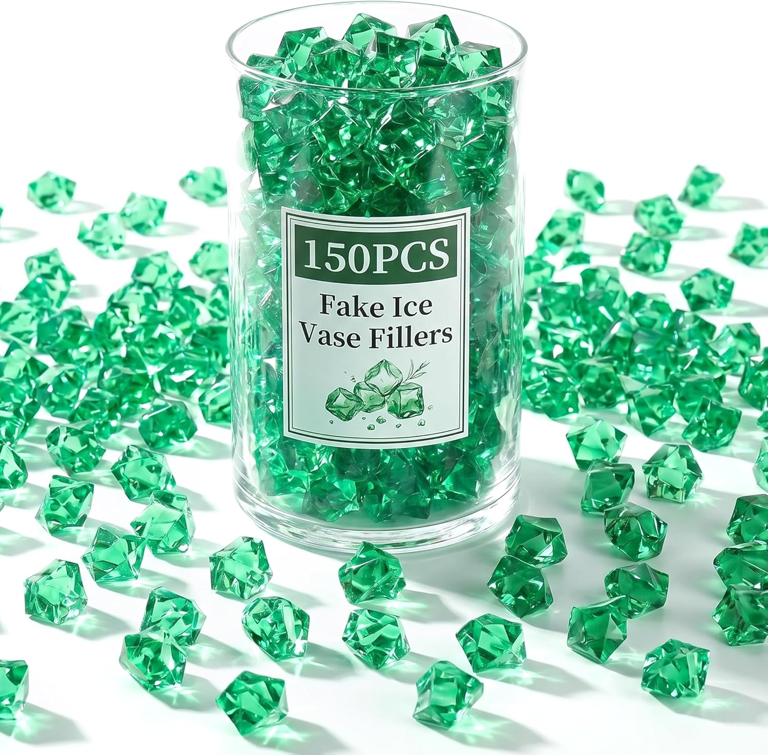 Amazon.com: DomeStar 150PCS Fake Ice, Vase Fillers Green Acrylic Fake ...