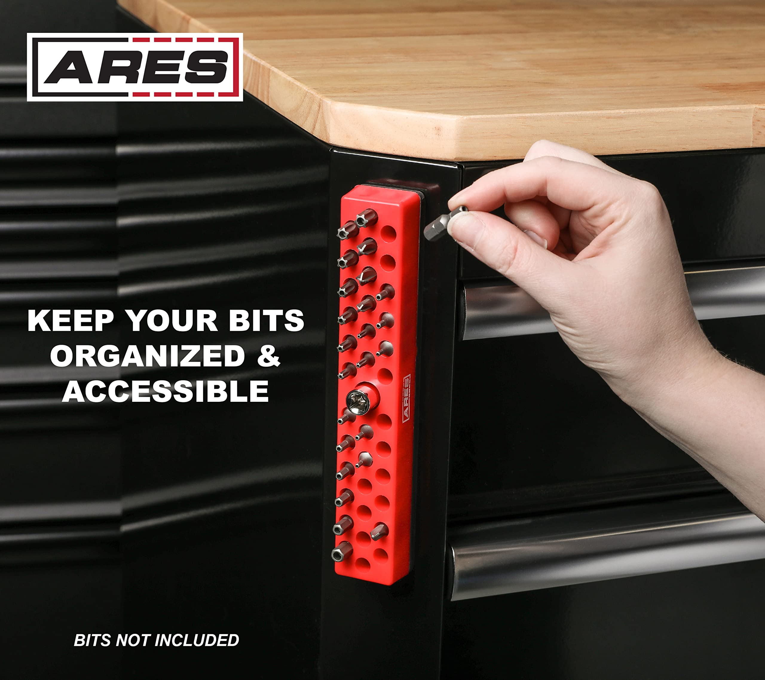 Snapklik.com : ARES 60011 - Red 37 Hole Hex Bit Organizer